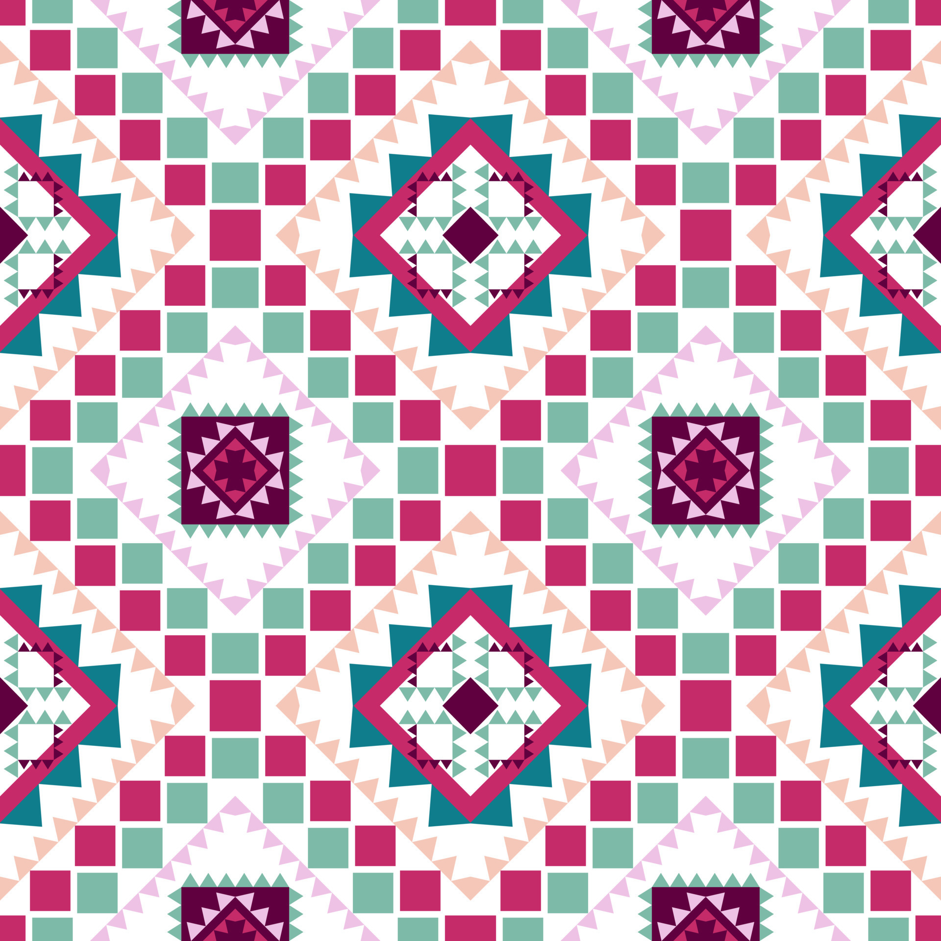 Geometric Ethnic Pattern With Square Triangle Diagonal Abstract Ornament Design For Clothing
