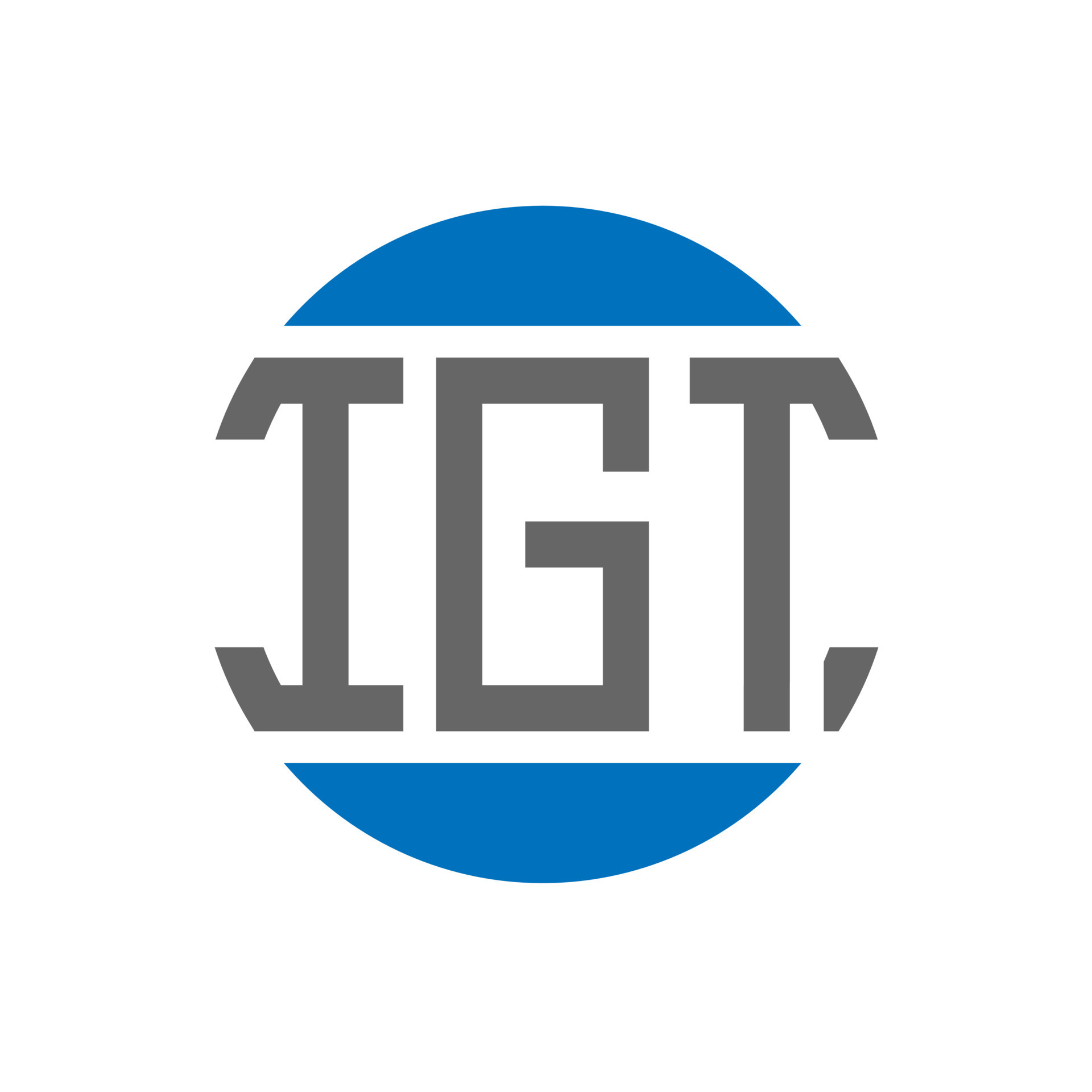 diseño de logotipo de letra igt sobre fondo blanco. concepto de logotipo de círculo de iniciales ...