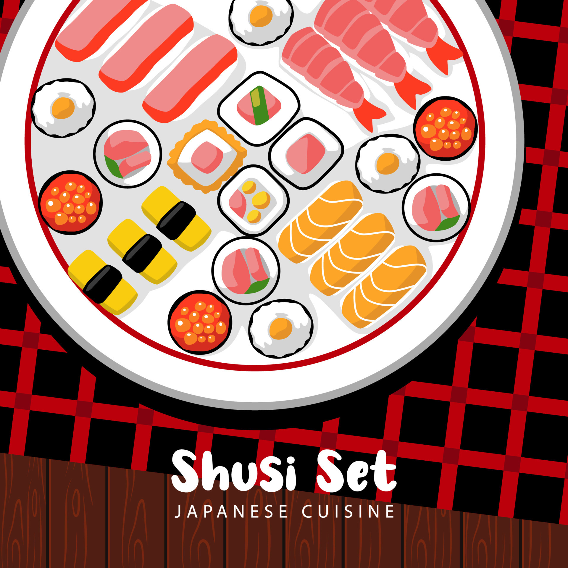sushi set flat style illustration vector design 16188206 Vector Art at ...