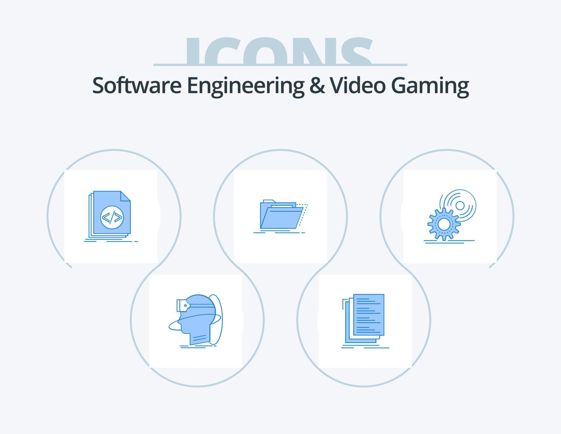 Software Engineering And Video Gaming Blue Icon Pack 5 Icon Design Catalog Script Compile
