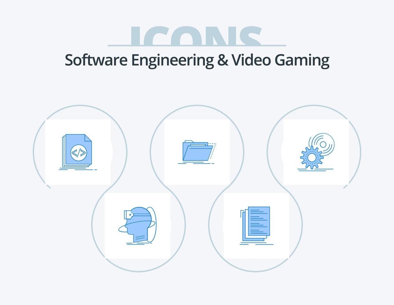 Software Engineering And Video Gaming Blue Icon Pack 5 Icon Design. catalog. script. compile ...