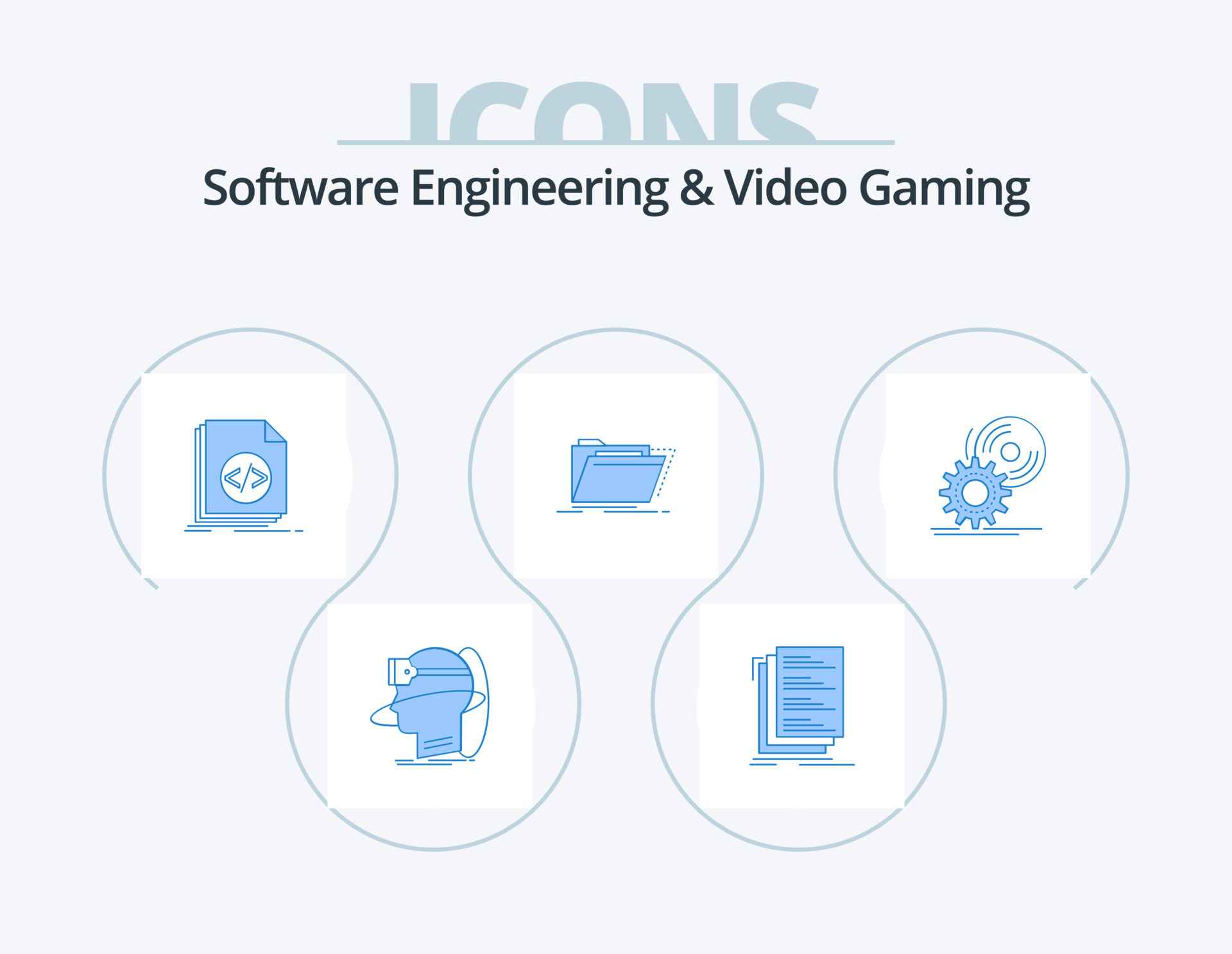 Software Engineering And Video Gaming Blue Icon Pack 5 Icon Design ...