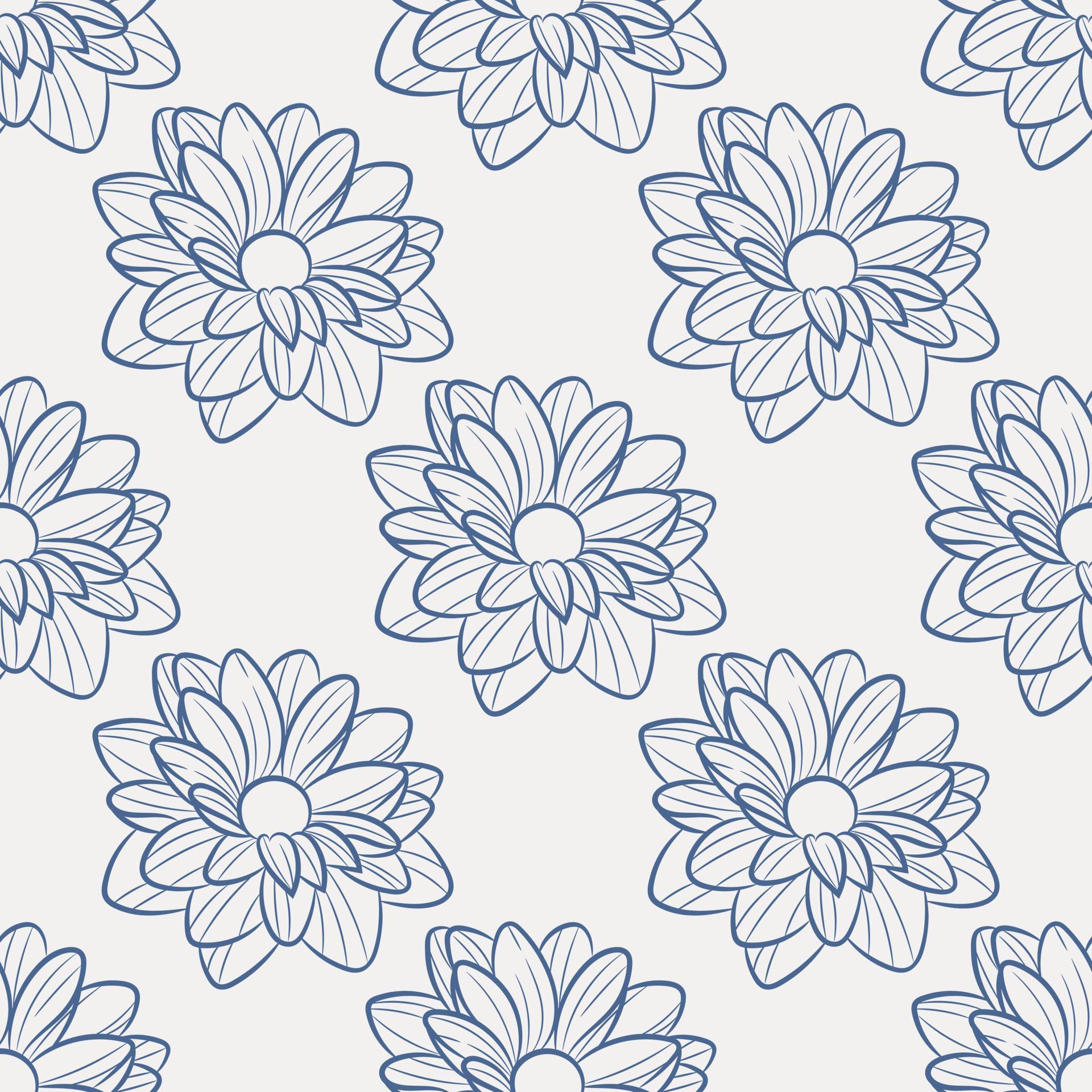 Blue floral vector repeat pattern with daisies 16190431 Vector Art at ...