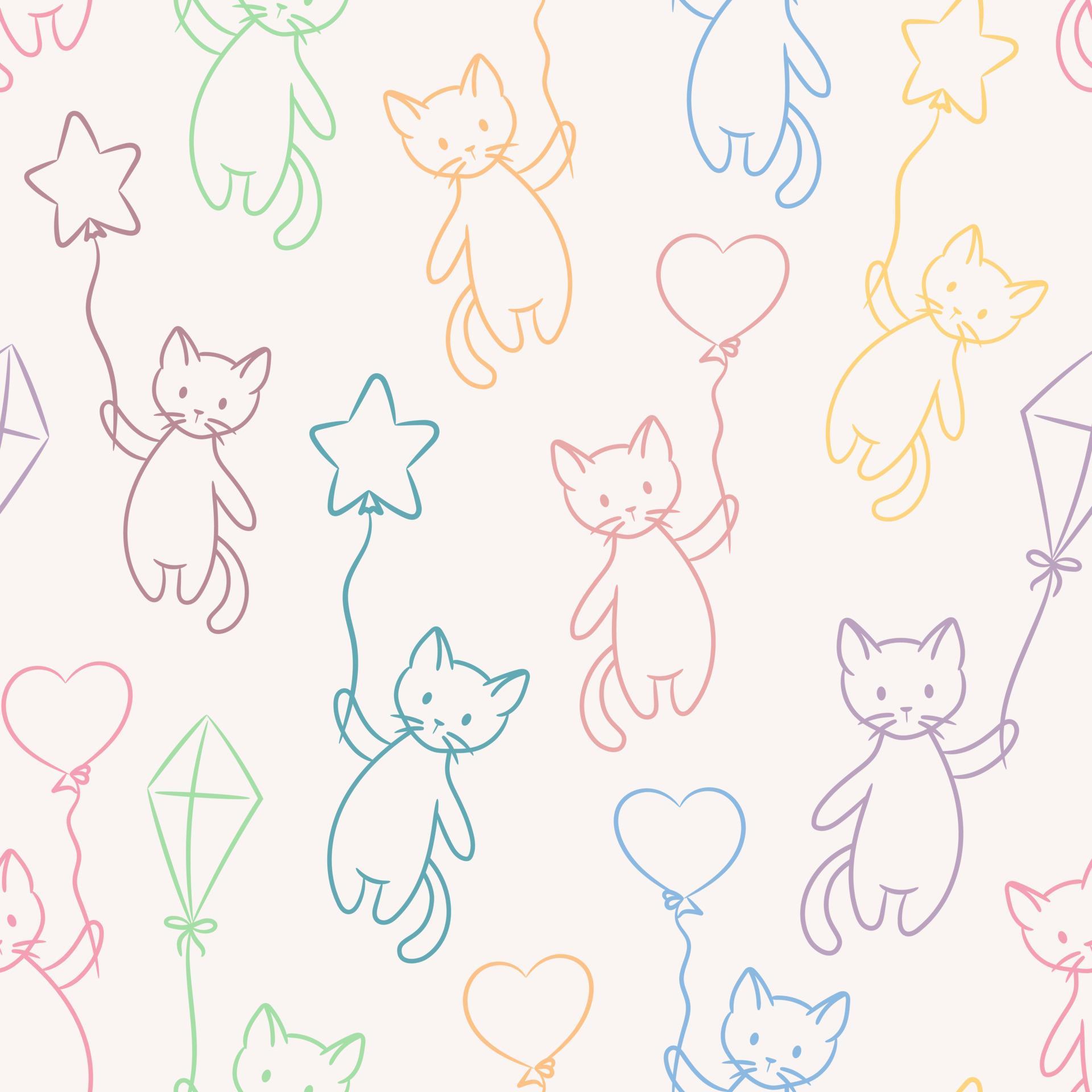 Cute Cartoon Cats Vector Pattern Seamless Background 16190575 Vector Art At Vecteezy
