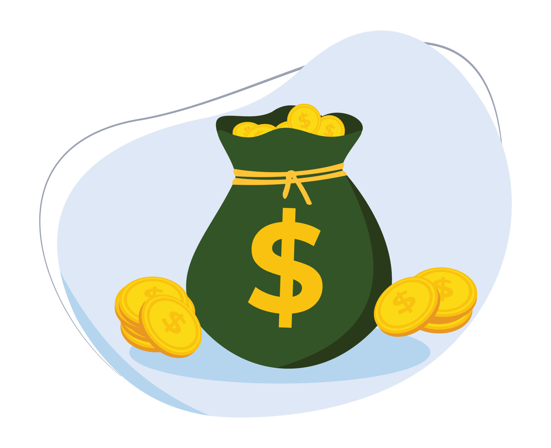 Money Bag Full Of Gold Dollar Coins 16201165 Vector Art At Vecteezy