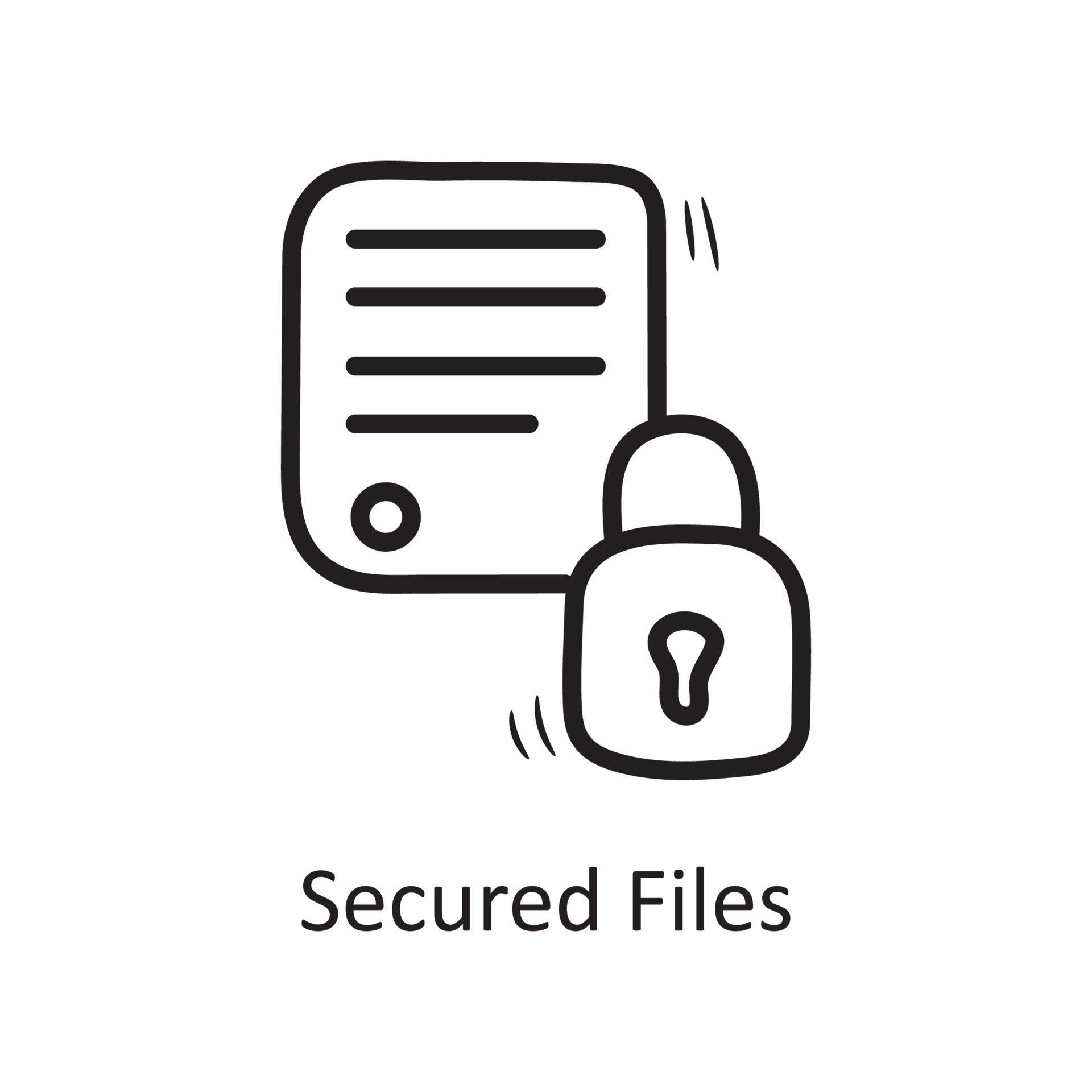 Secured Files Vector Outline Icon Design Illustration Business Symbol