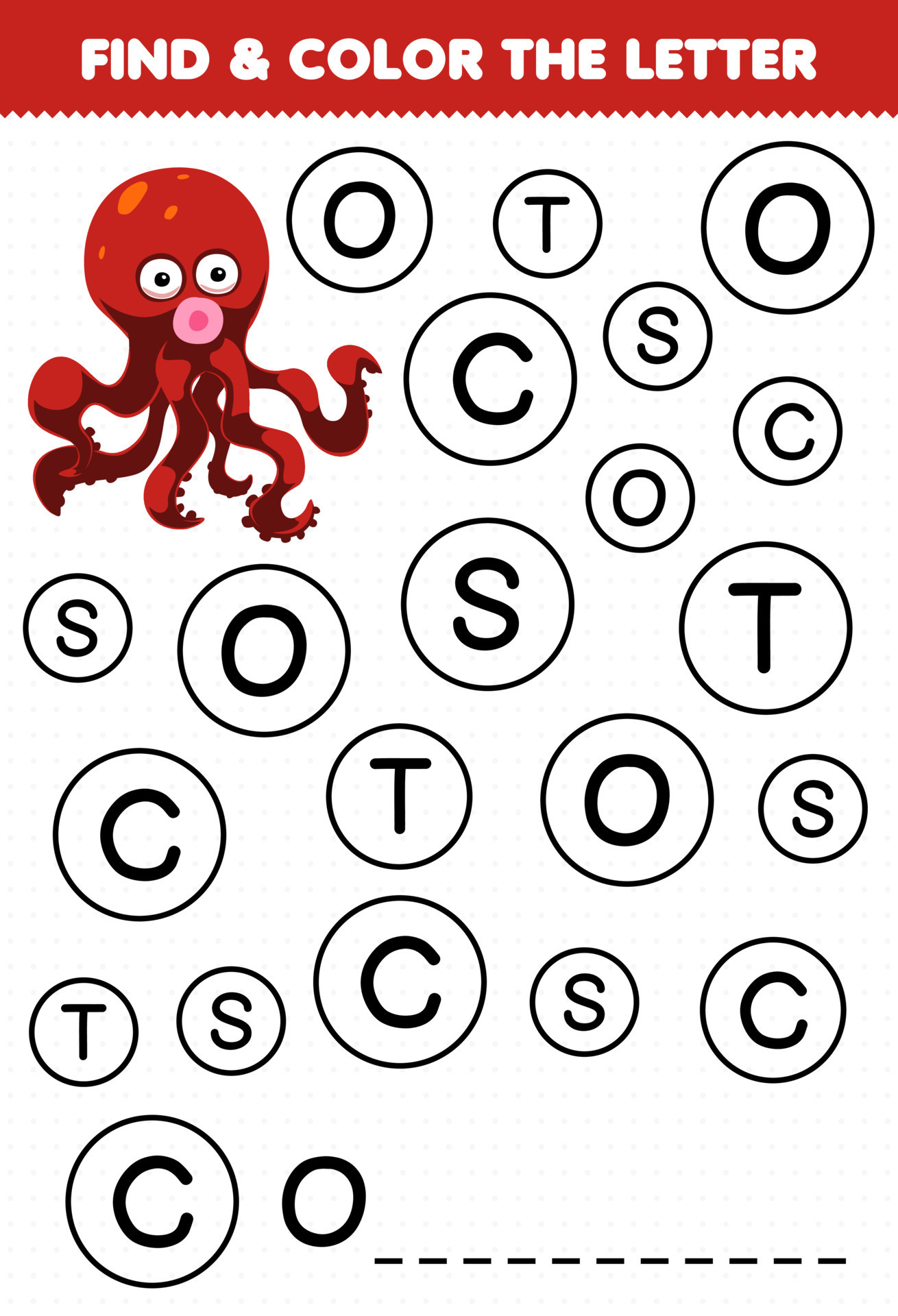 Education Game For Children Find And Color Letter O For Octopus