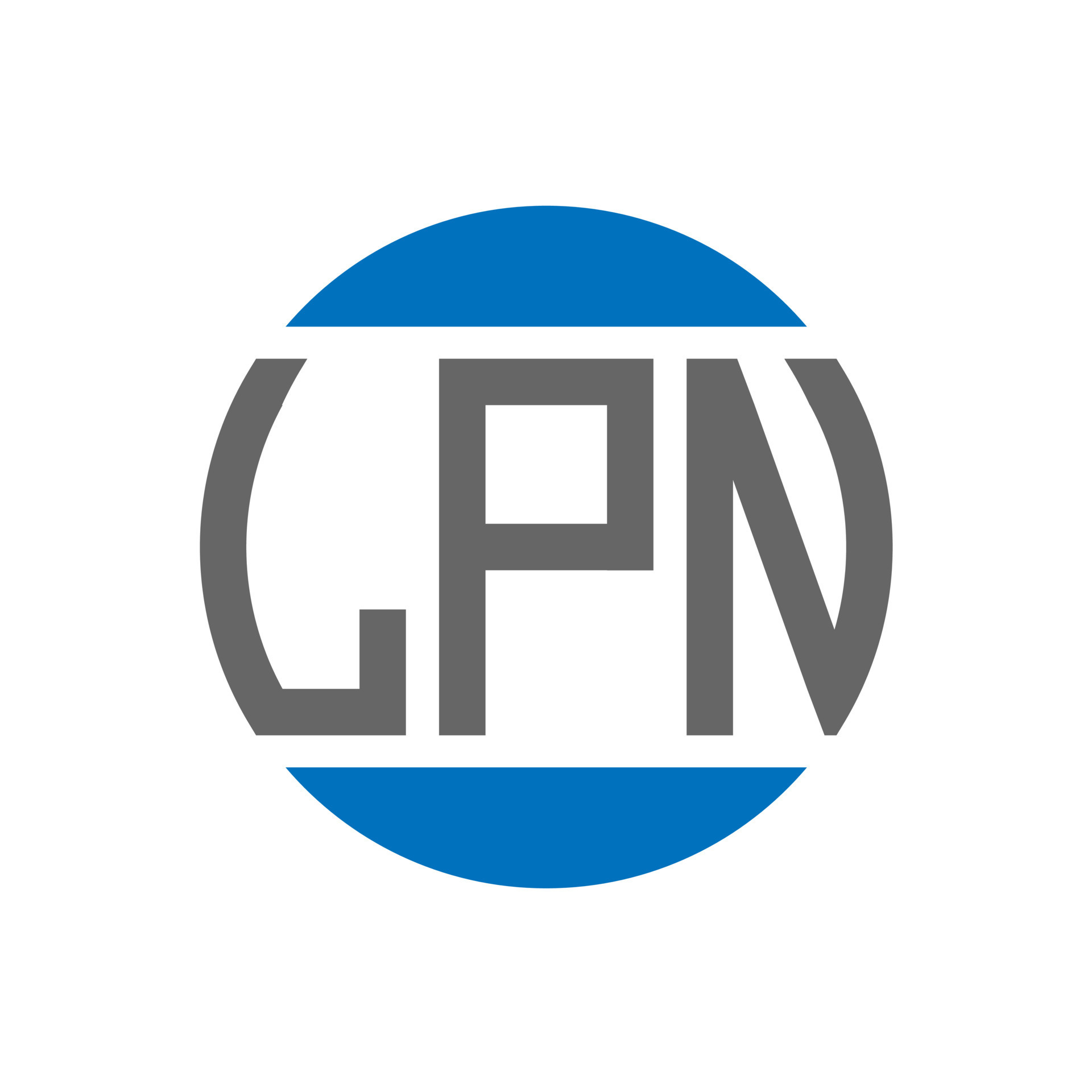 Diseño de logotipo de letra lpn sobre fondo blanco. Concepto de logotipo de círculo de iniciales ...