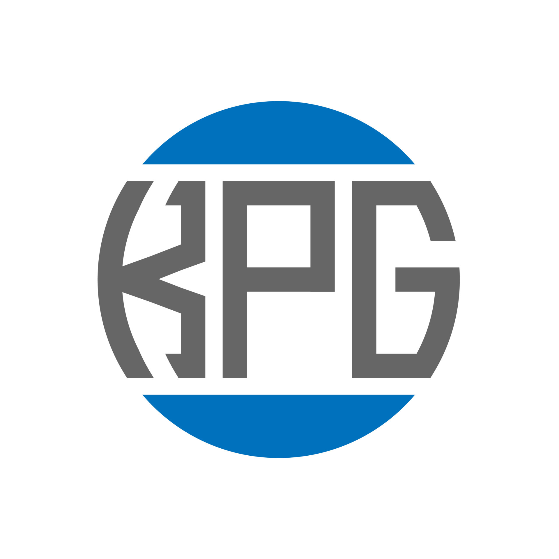 diseño de logotipo de letra kpg sobre fondo blanco. concepto de logotipo de círculo de iniciales ...
