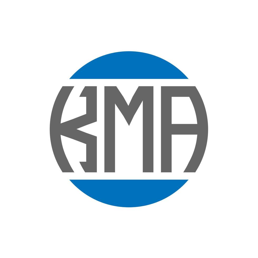 diseño de logotipo de letra kma sobre fondo blanco. concepto de logotipo de círculo de iniciales ...