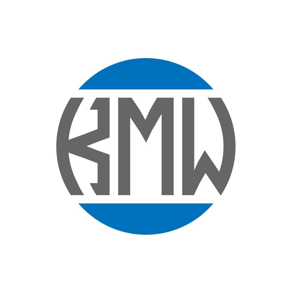 diseño de logotipo de letra kmw sobre fondo blanco. concepto de logotipo de círculo de iniciales ...