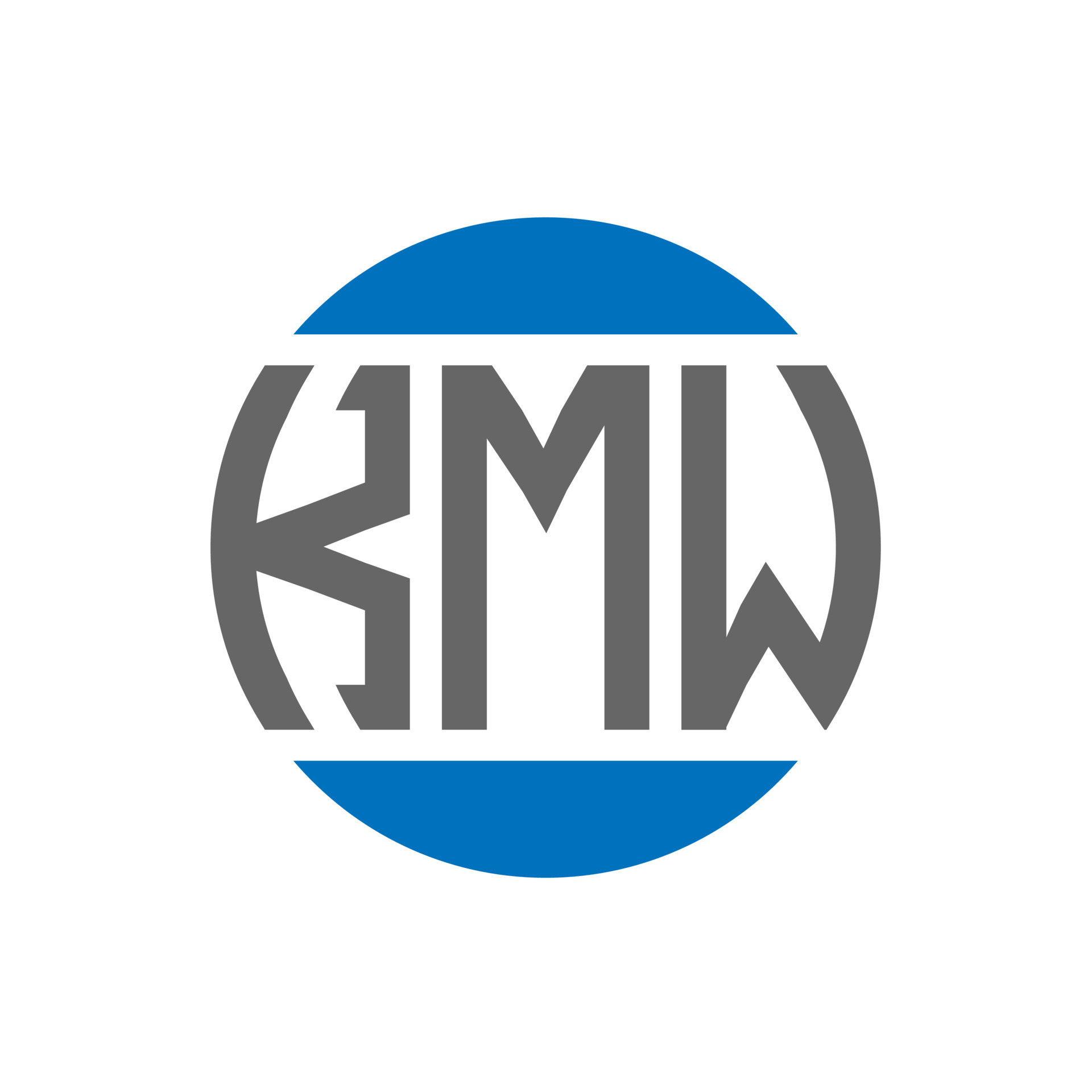diseño de logotipo de letra kmw sobre fondo blanco. concepto de logotipo de círculo de iniciales ...