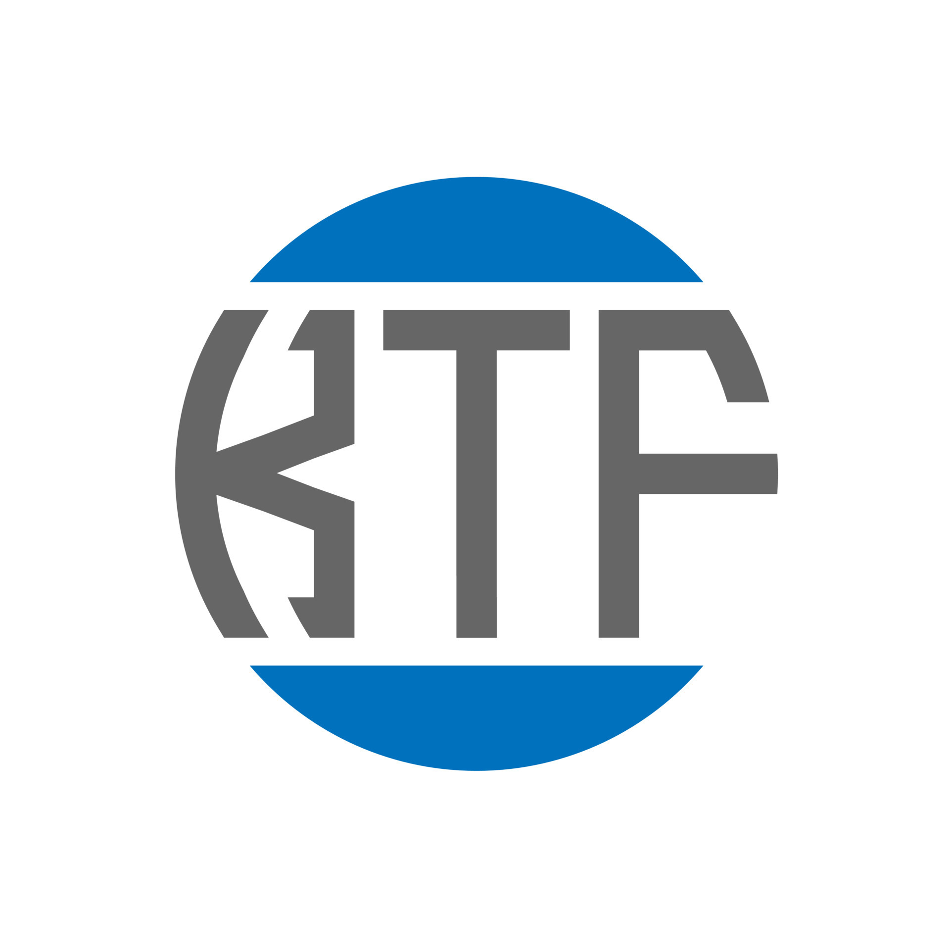 diseño de logotipo de letra ktf sobre fondo blanco. concepto de logotipo de círculo de iniciales ...