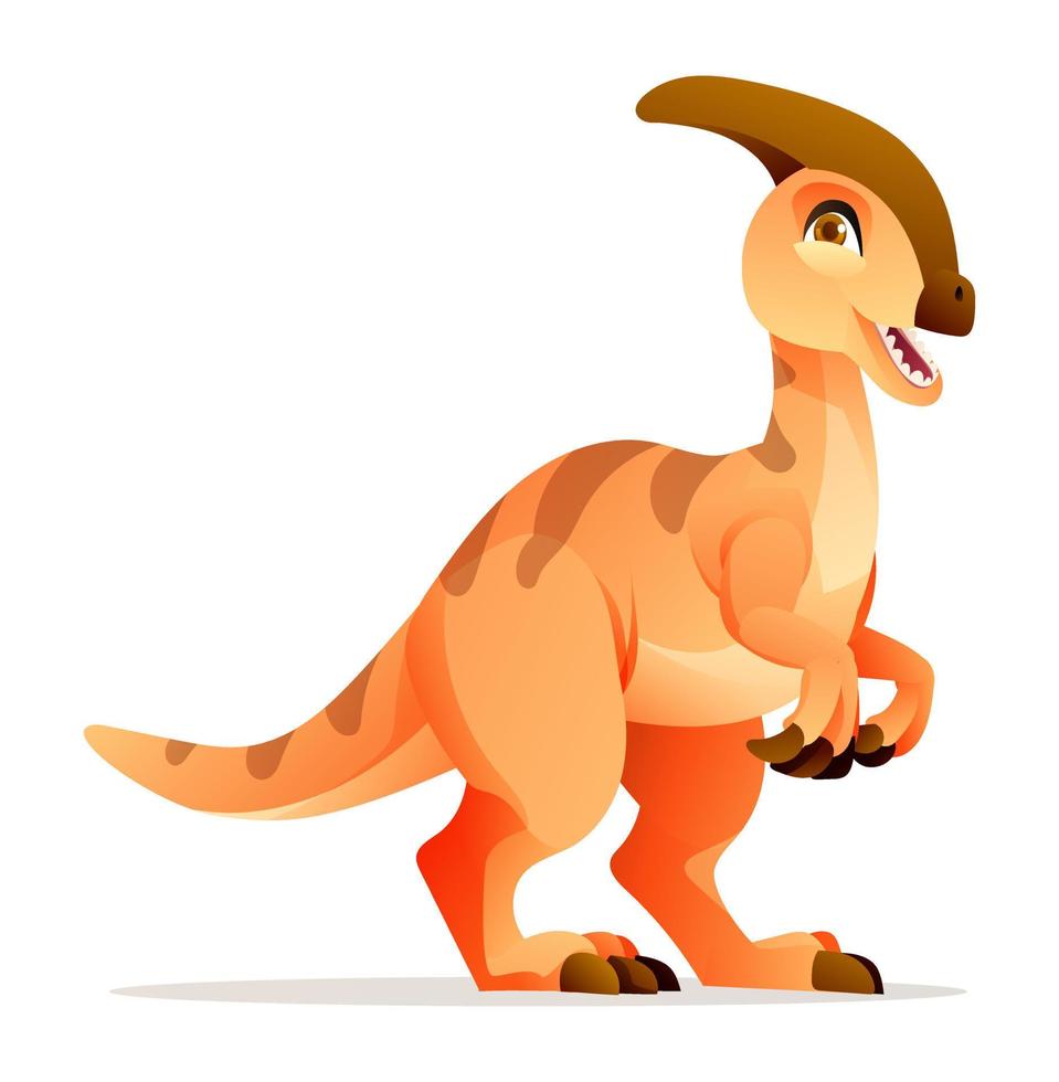 Cute Parasaurolophus Dinosaur Cartoon Illustration Isolated On White Background 16210888 Vector
