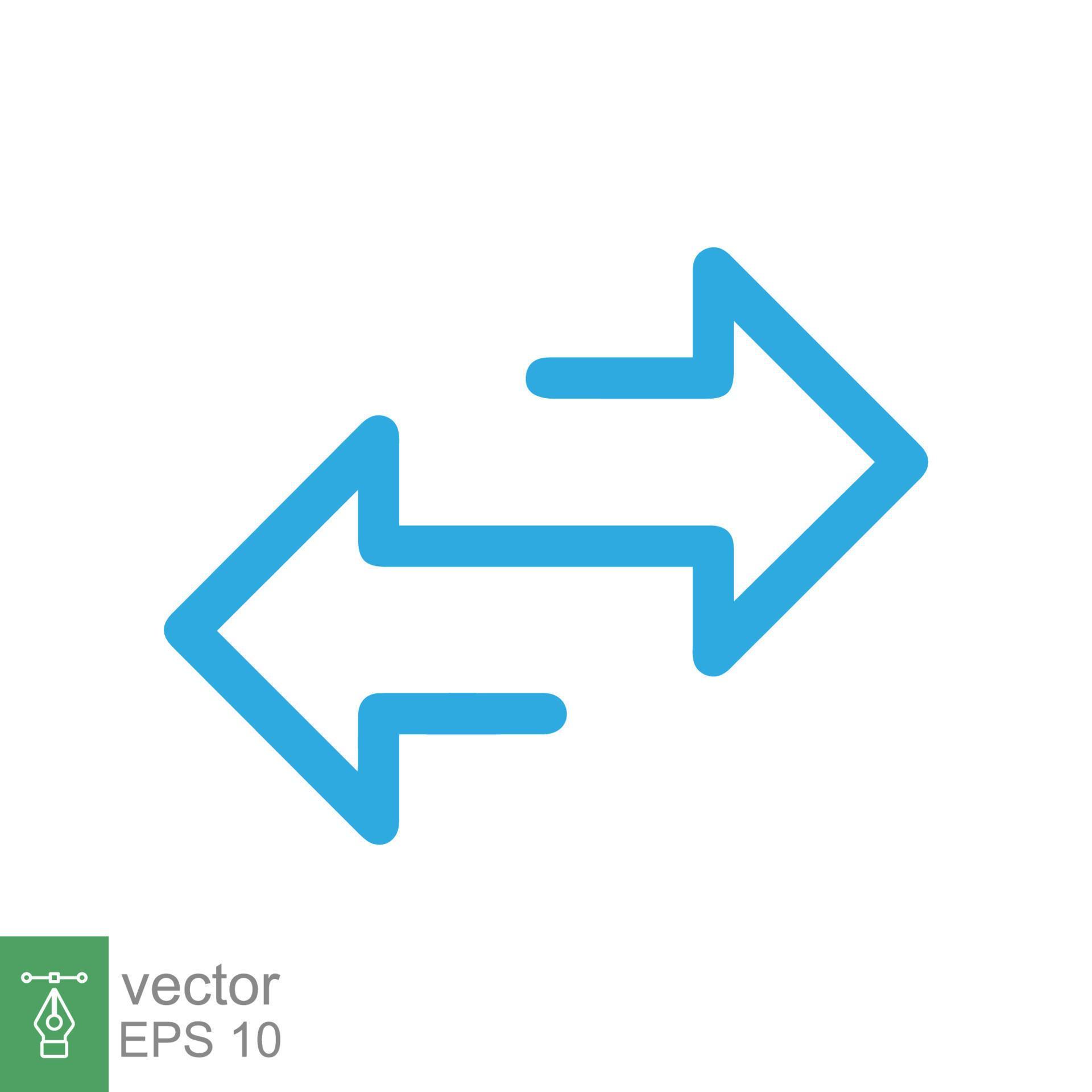 Change icon. Simple flat style. Two way arrow, exchange, reverse, swap, double blue line, 2 side ...