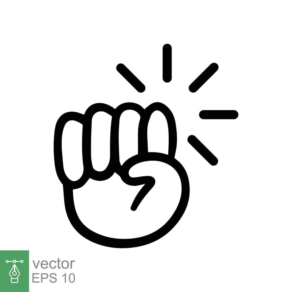 Hand knocking icon. Simple outline style. Hand punch gesture, people, man arm, knuckle, knocker ...
