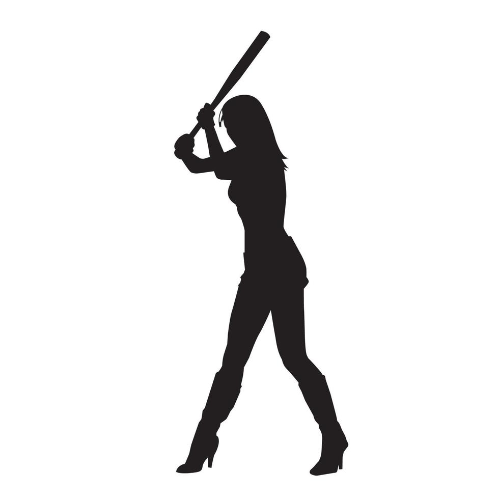 Silhouette Of A Female Baseball Batter Silhouette Of A Baseball Girl