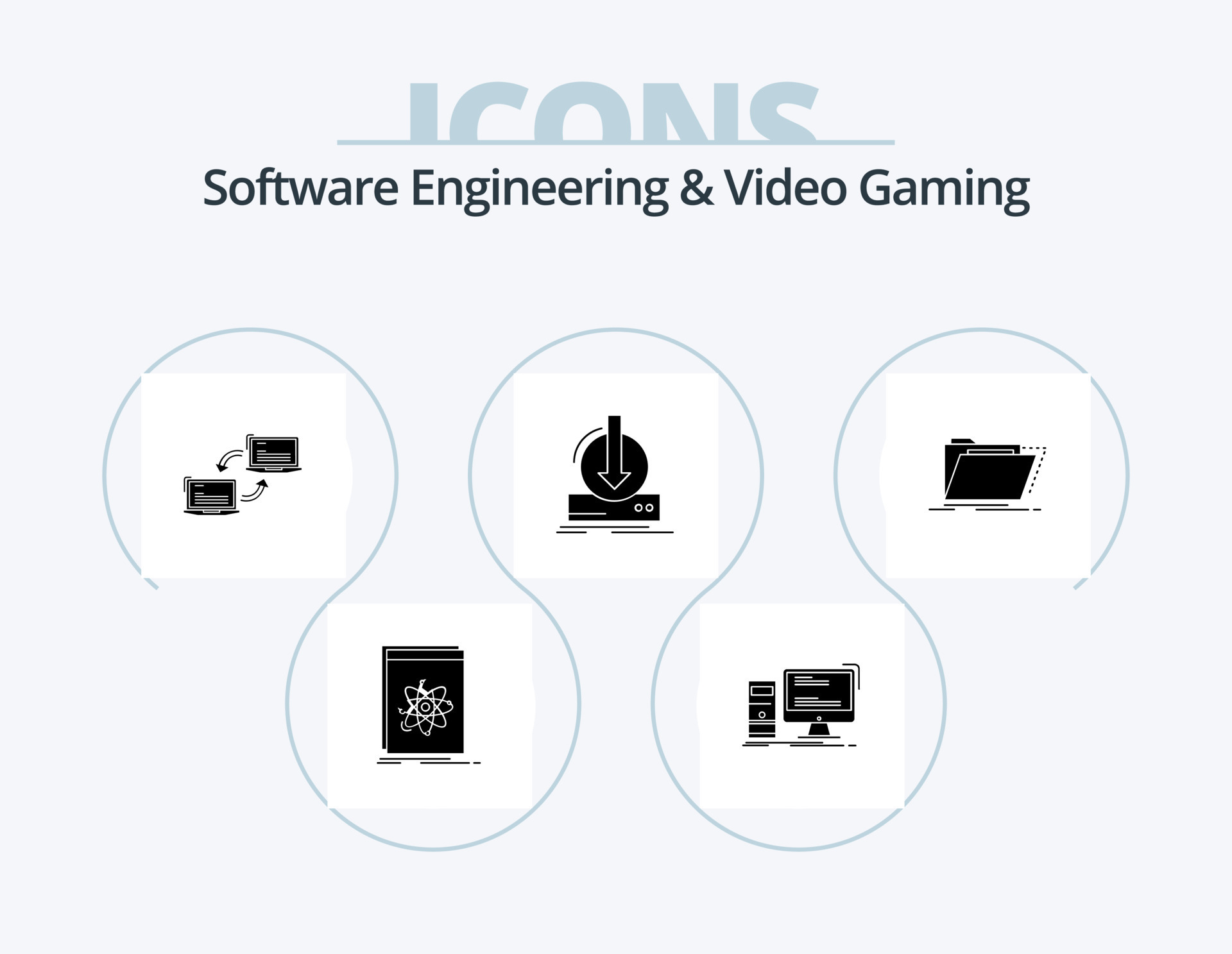 Software Engineering And Video Gaming Glyph Icon Pack 5 Icon Design. dlc. addition. pc. sync ...