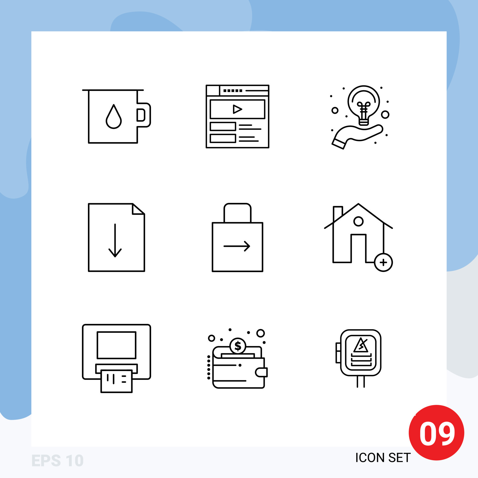 Set Of 9 Vector Outlines On Grid For Protect Key Creative Arrow Download Editable Vector Design