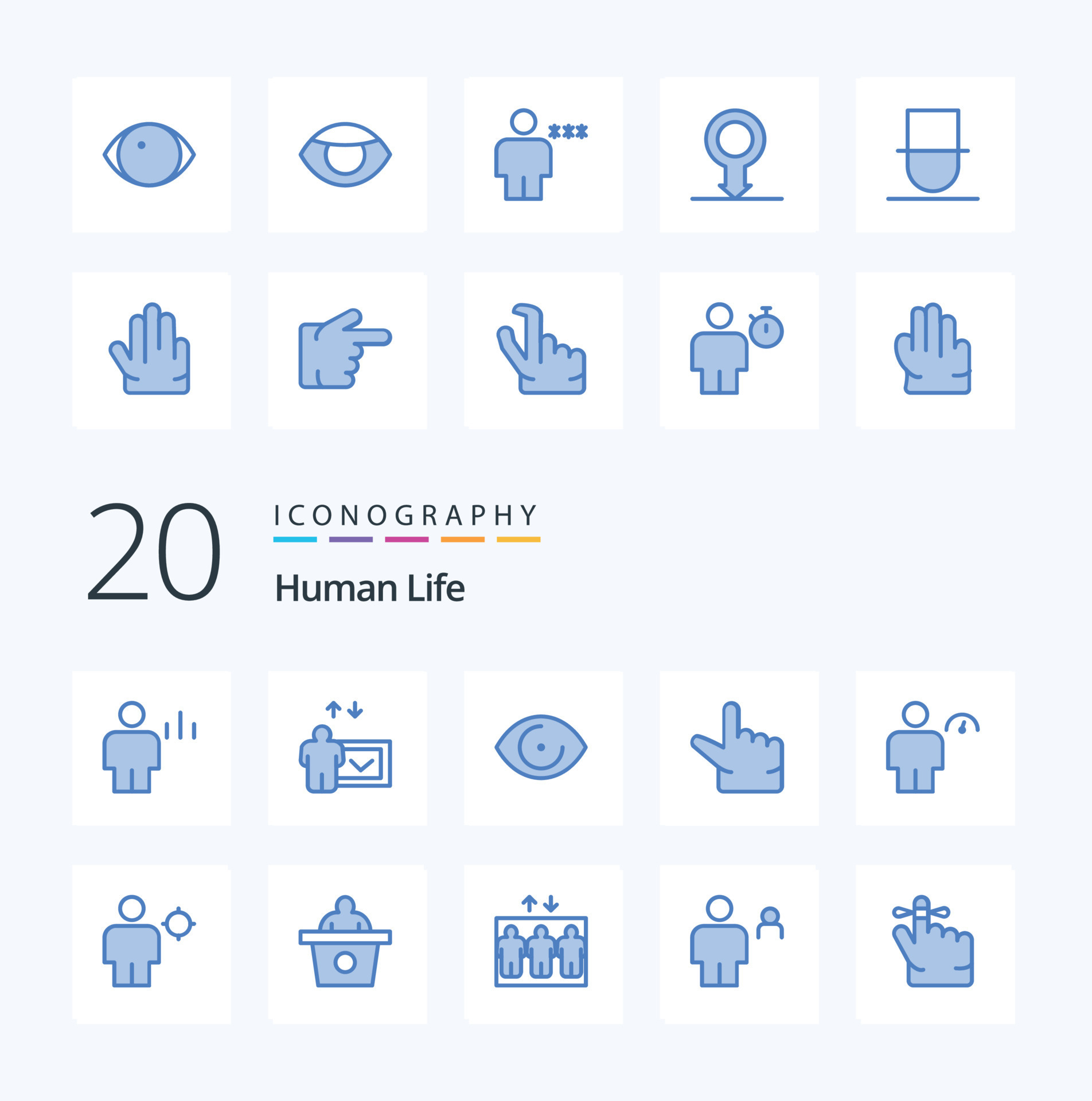 paquete de 20 iconos de color azul humano como indicador cuerpo ojo ... paquete de 20 iconos de color azul humano como indicador cuerpo ojo ...