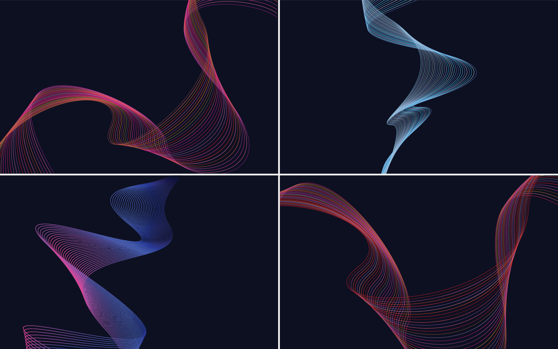 Set Of 4 Geometric Wave Pattern Background Abstract Waving Line 16218350 Vector Art At Vecteezy