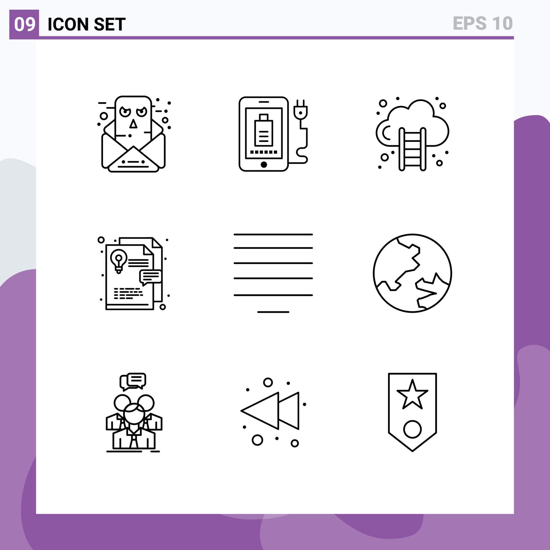 Set Of 9 Commercial Outlines Pack For Text Align Business Graphic Design Idea Editable Vector