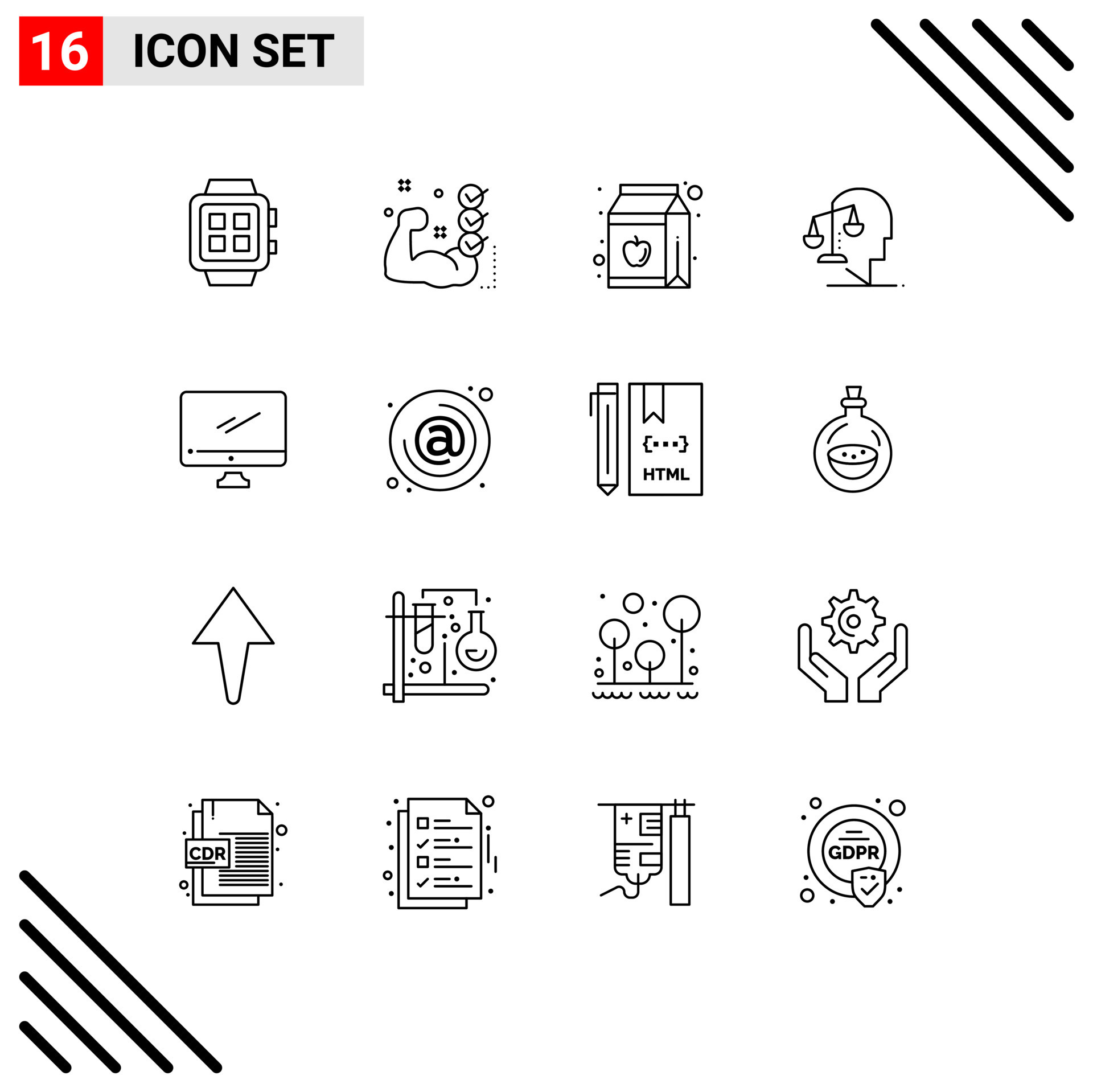 Set Of 16 Modern Ui Icons Symbols Signs For Integrity Equilibrium Routine Balance Pack Editable