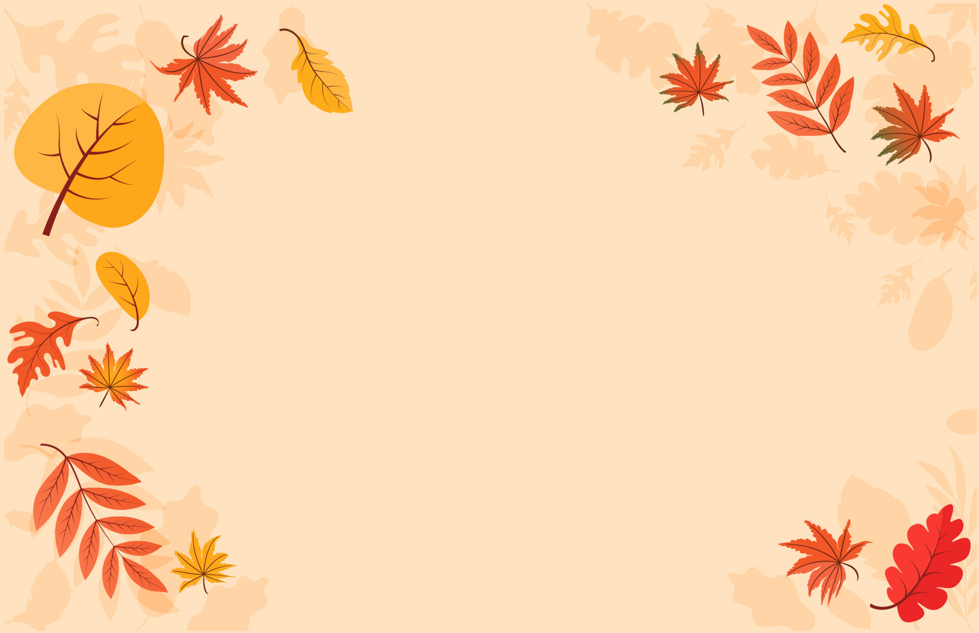 Colorful Autumn fall leaves floral background illustration with maple ...