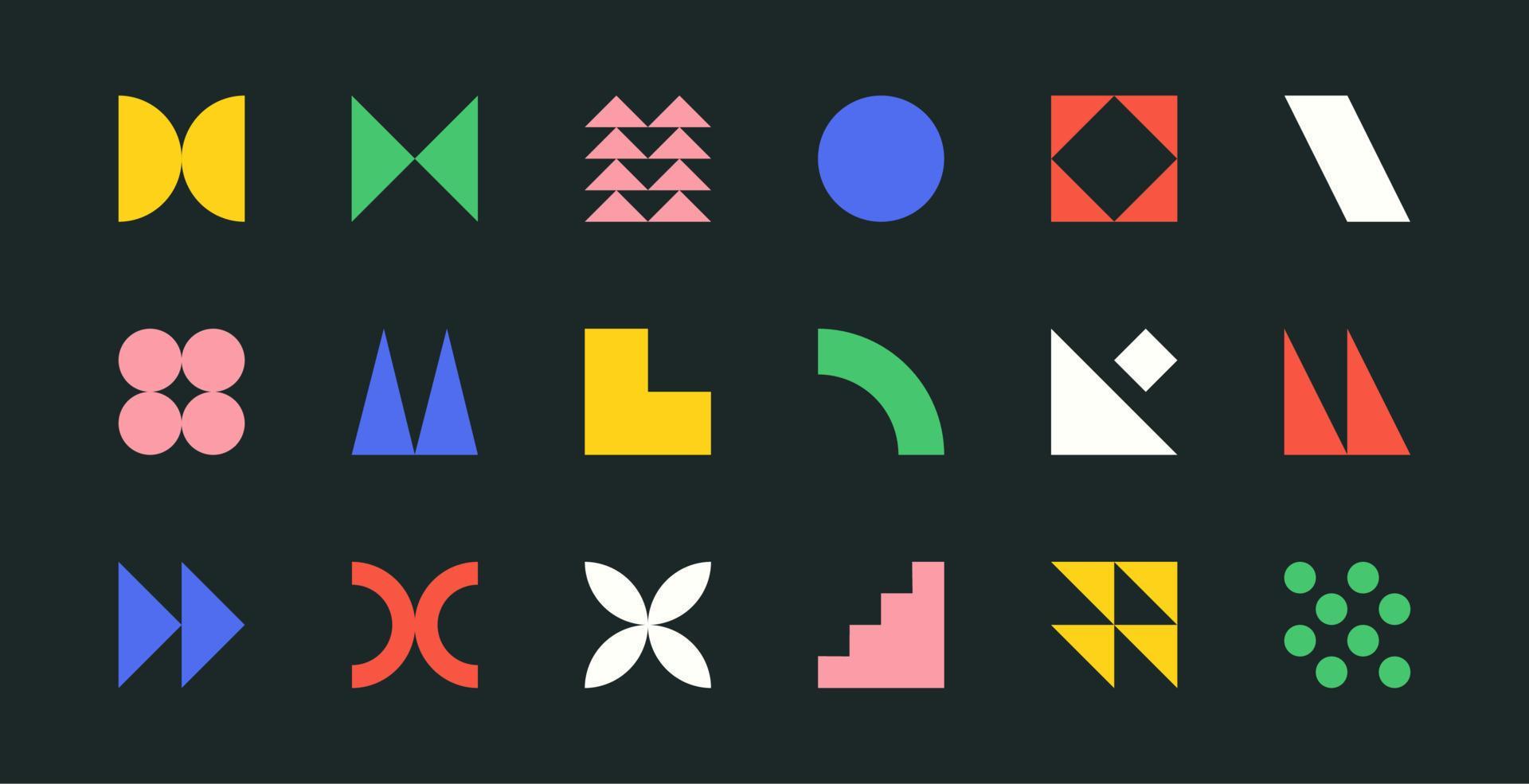 Brutalism shapes, minimalist geometric elements, abstract bauhaus forms. Simple star and flower ...