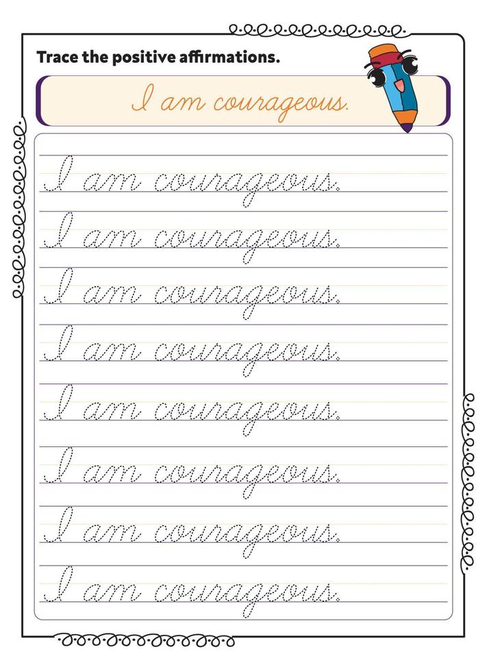 Cursive Inspirational Word Tracing Worksheet 16221799 Vector Art At
