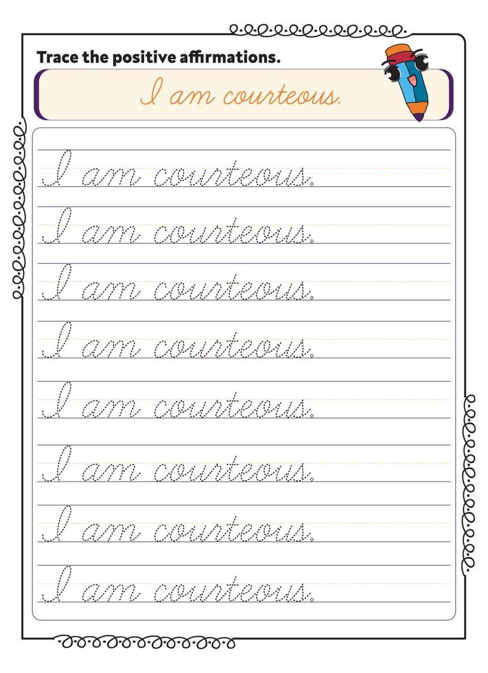 Cursive Inspirational Word Tracing Worksheet 16221800 Vector Art At