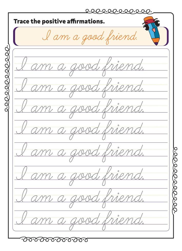 Cursive Inspirational Word Tracing Worksheet 16221812 Vector Art At