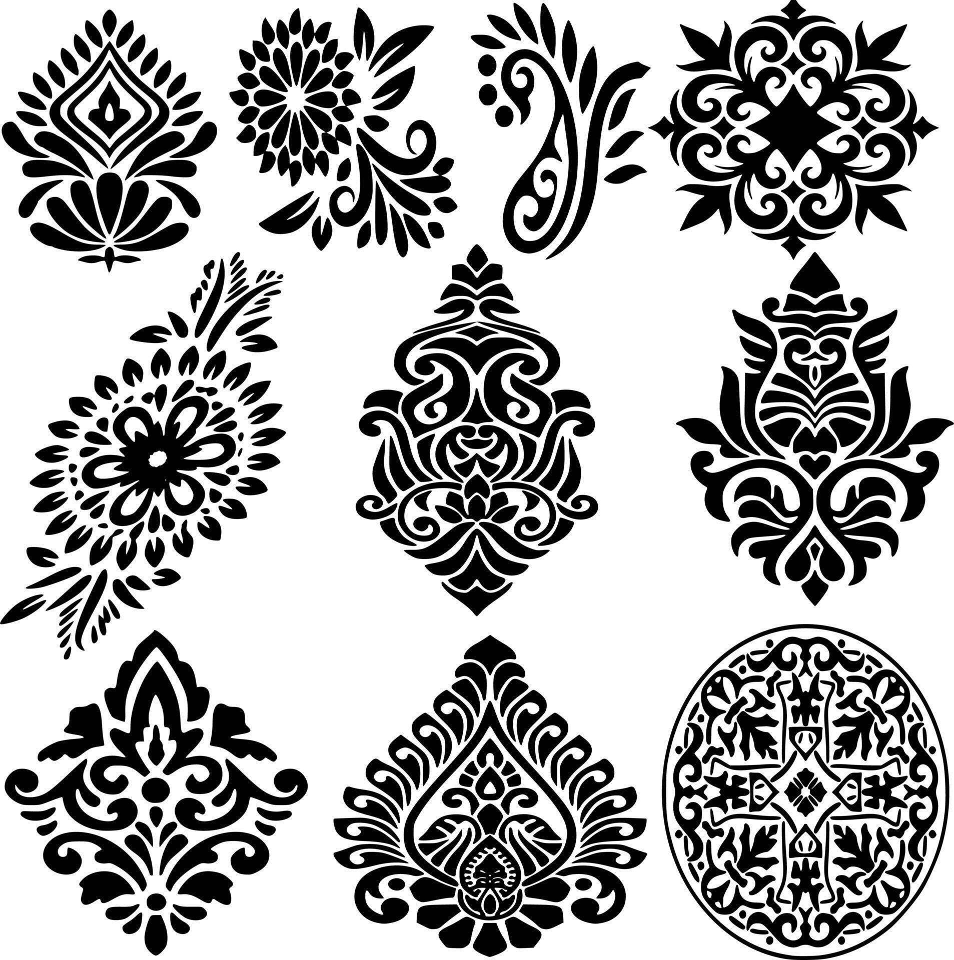 Black and white beautiful vector motifs 16222795 Vector Art at Vecteezy