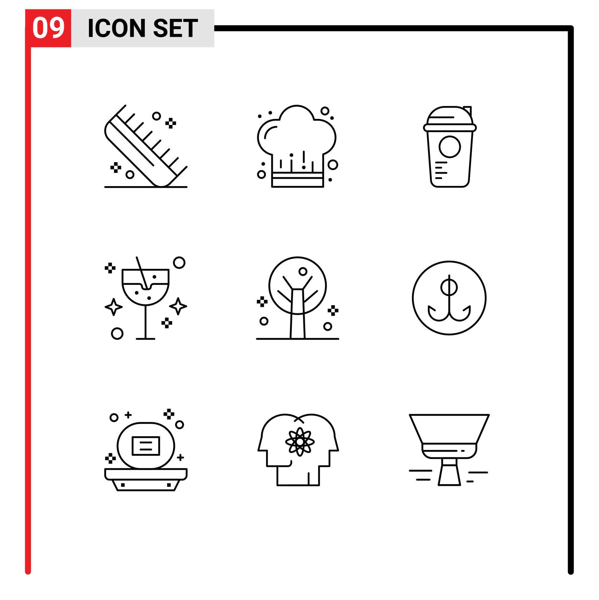9 Universal Outlines Set For Web And Mobile Applications Party Drink
