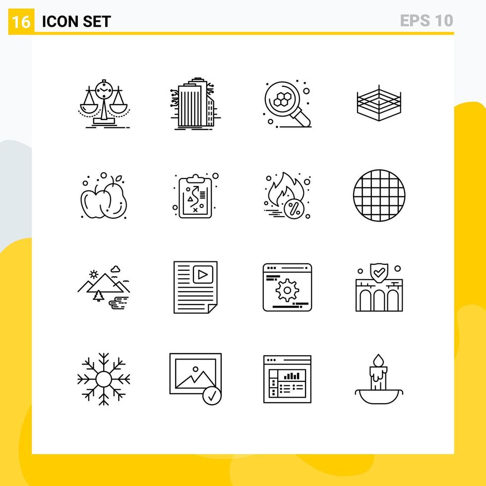 Editable Vector Line Pack Of 16 Simple Outlines Of Agriculture Ring