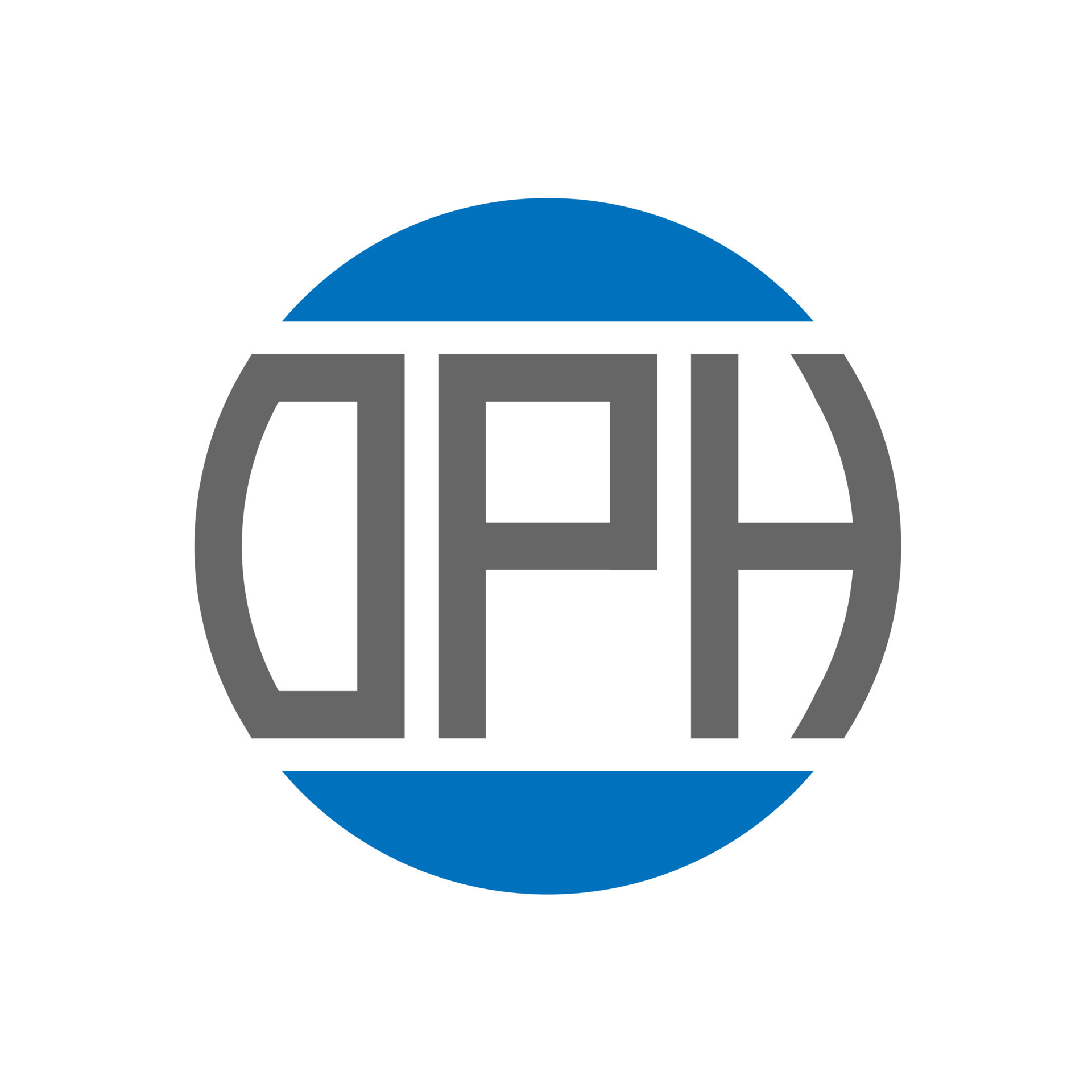 diseño de logotipo de letra oph sobre fondo blanco. concepto de logotipo de círculo de iniciales ...