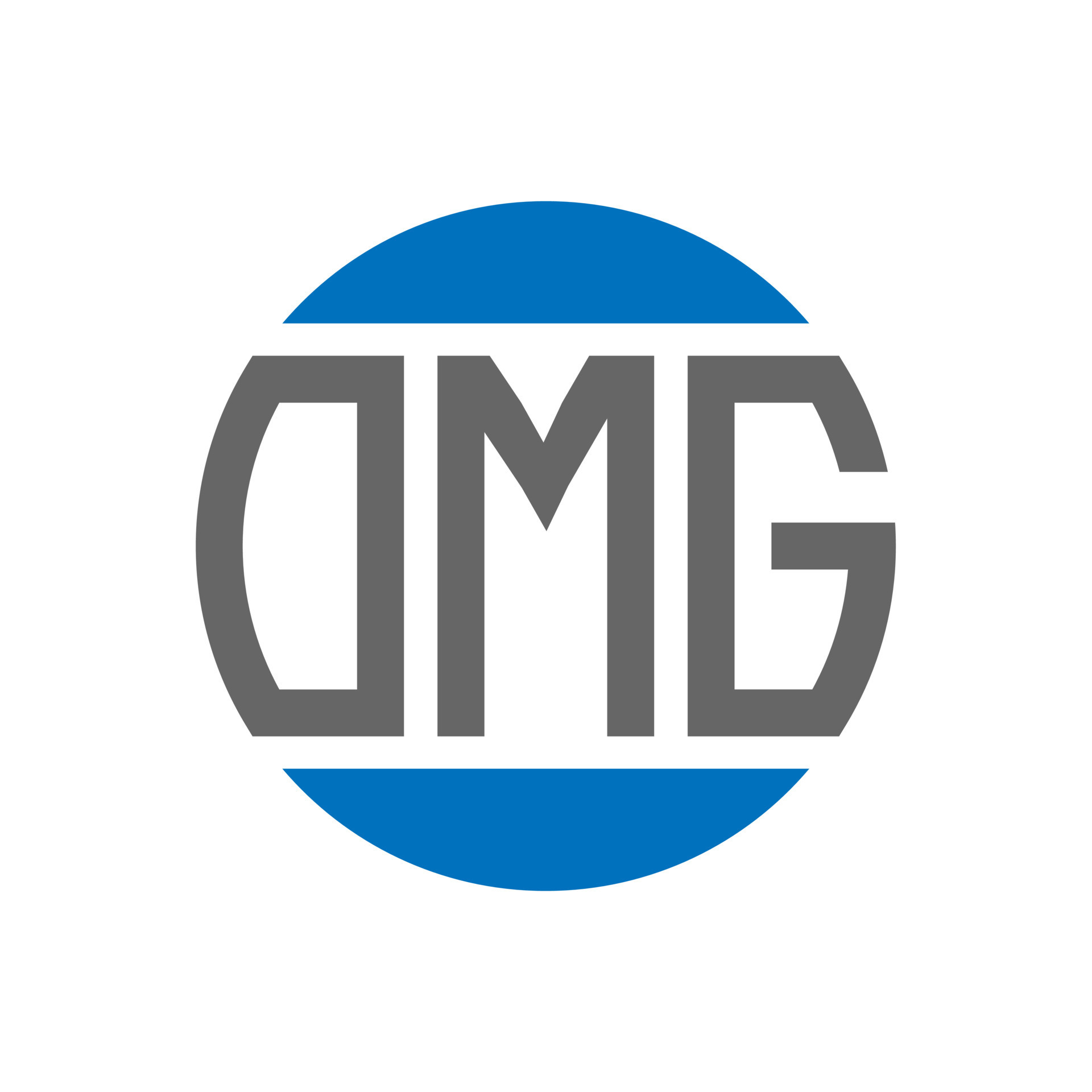 diseño de logotipo de letra omg sobre fondo blanco. Dios mío, el concepto de logotipo circular ...