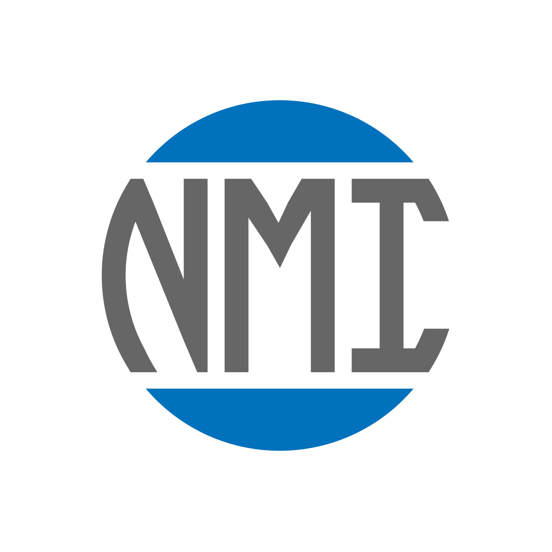 diseño de logotipo de letra nmi sobre fondo blanco. concepto de logotipo de círculo de iniciales ...