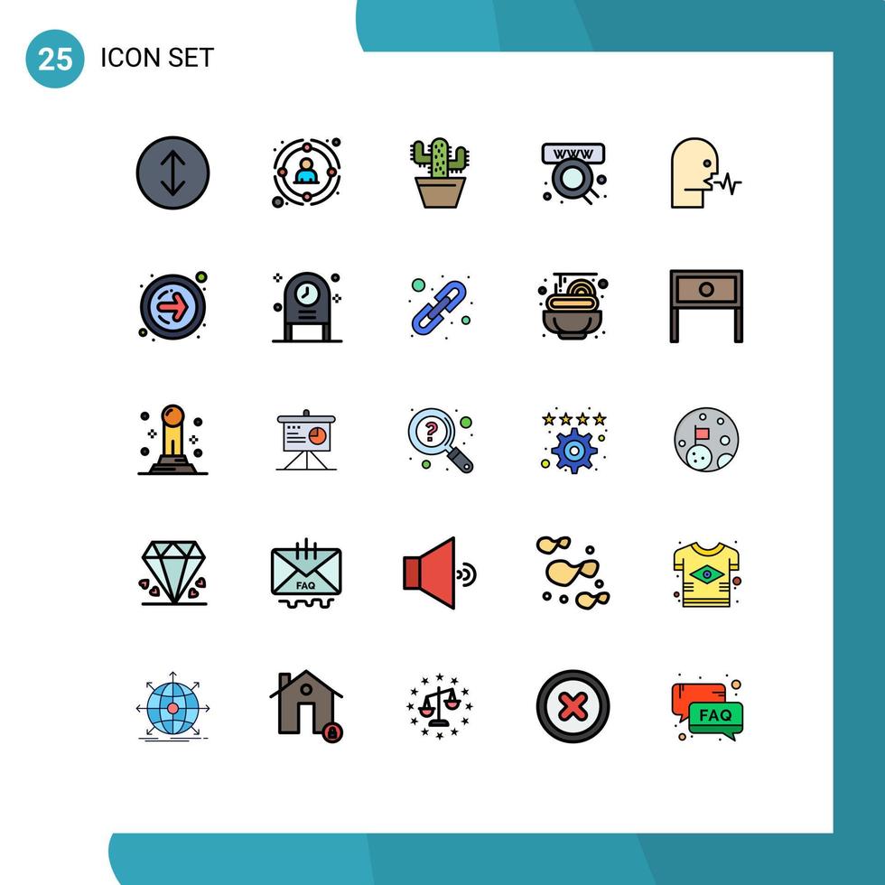 Mobile Interface Filled Line Flat Color Set Of 25 Pictograms Of Person Audio Nature Web Online