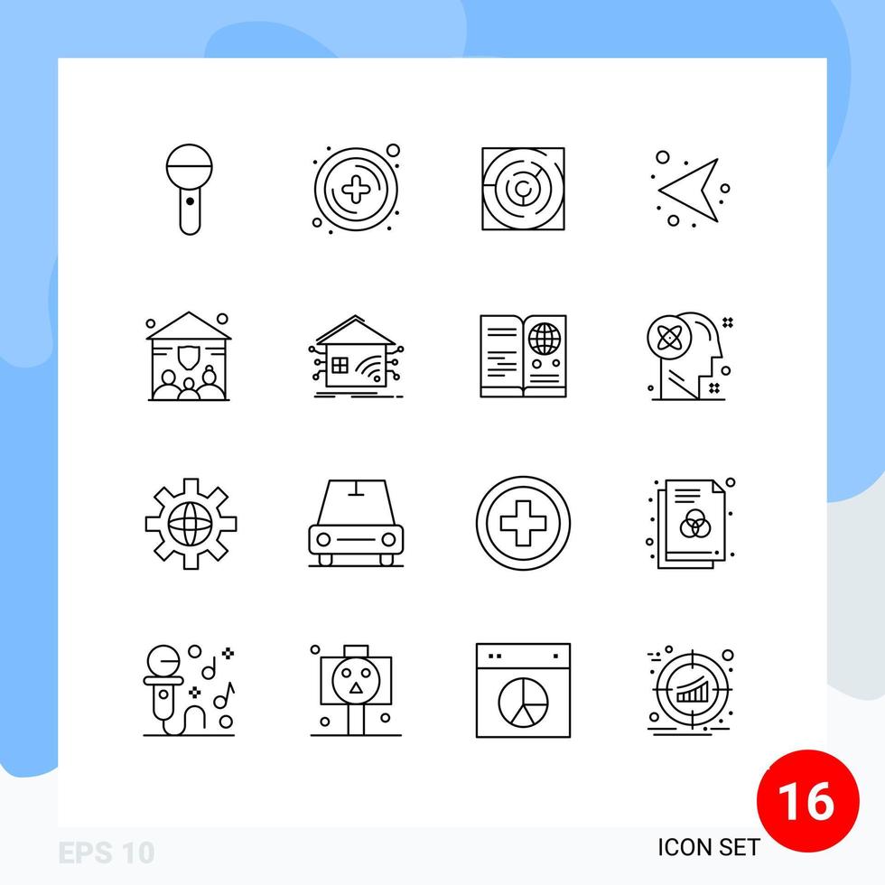 16 User Interface Outline Pack of modern Signs and Symbols of family ...