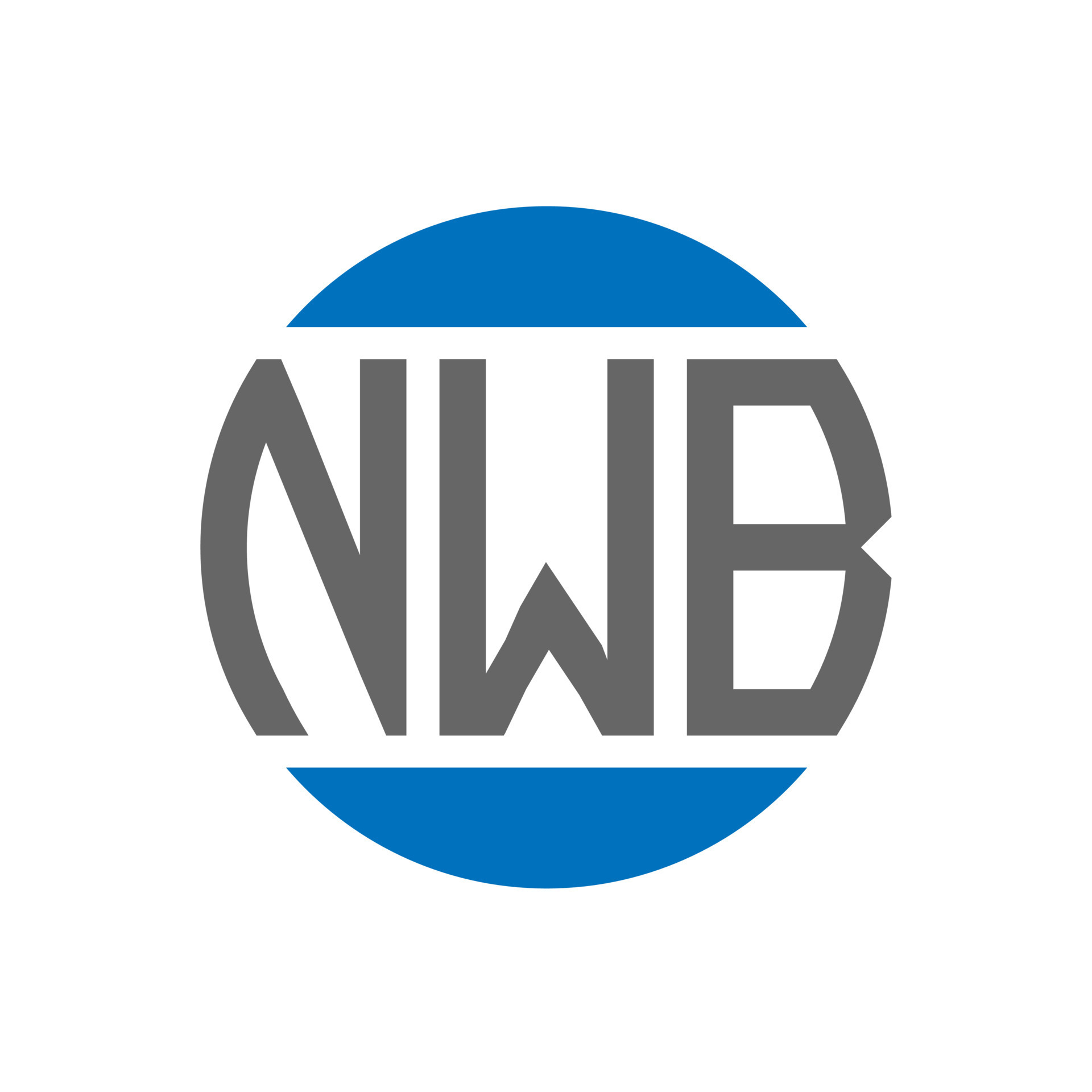 diseño de logotipo de letra nwb sobre fondo blanco. Concepto de logotipo de círculo de iniciales ...