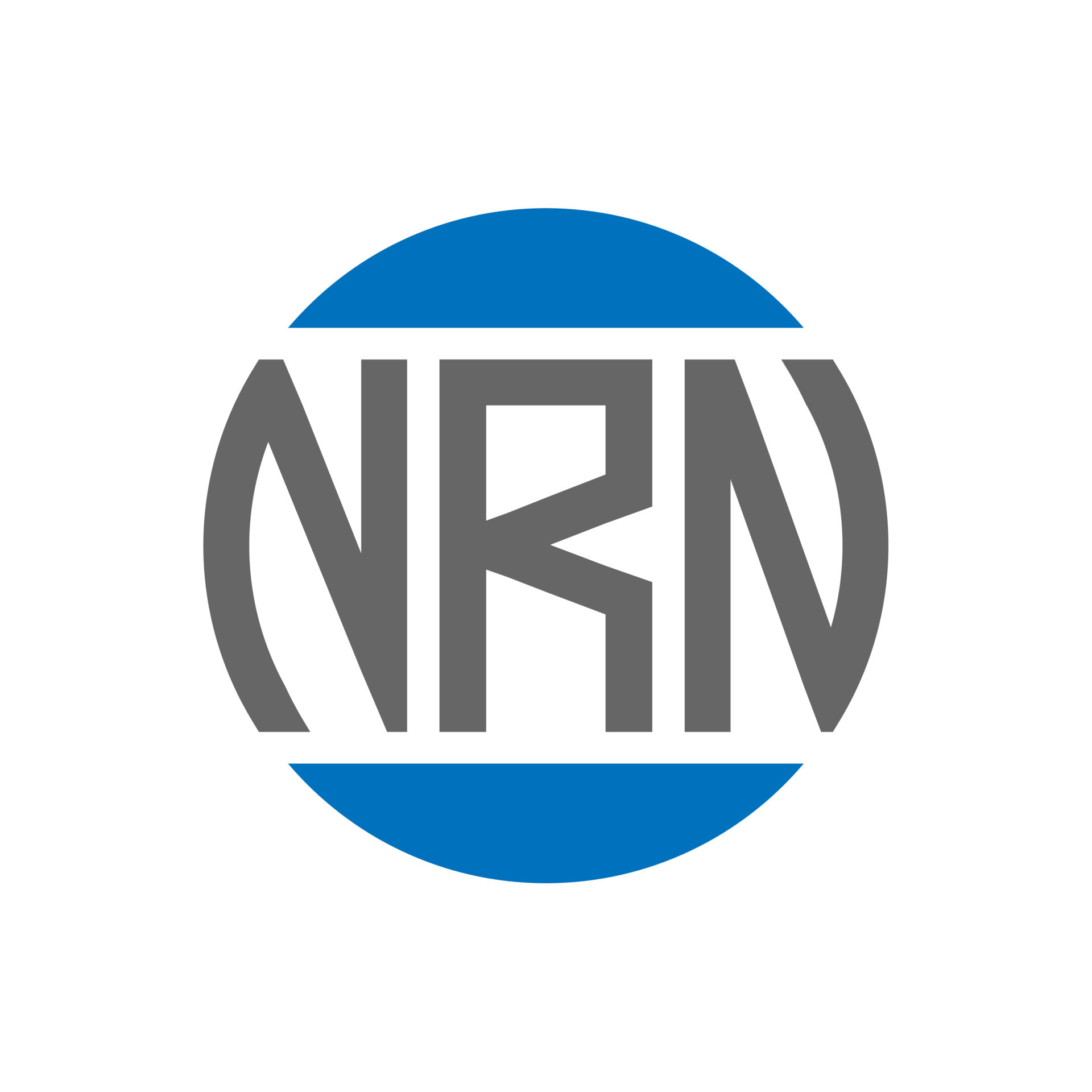 diseño de logotipo de letra nrn sobre fondo blanco. concepto de logotipo de círculo de iniciales ...