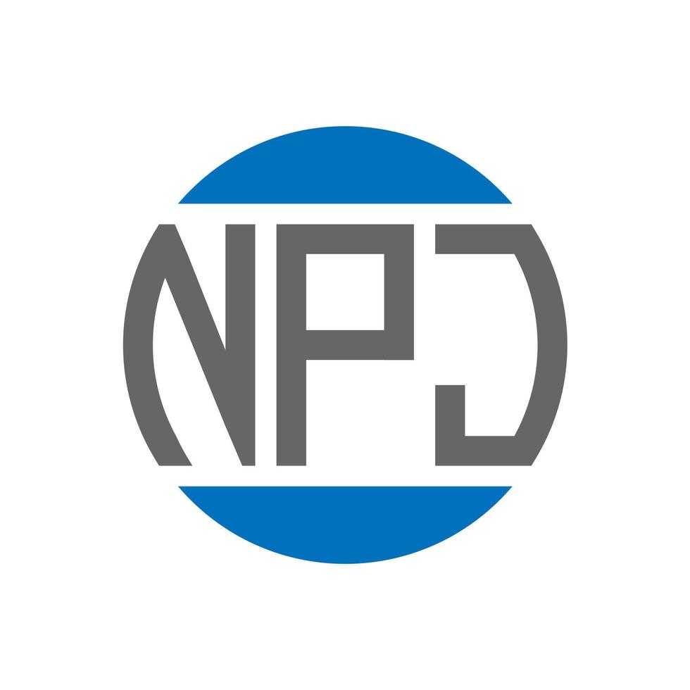 diseño de logotipo de letra npj sobre fondo blanco. concepto de logotipo de círculo de iniciales ...