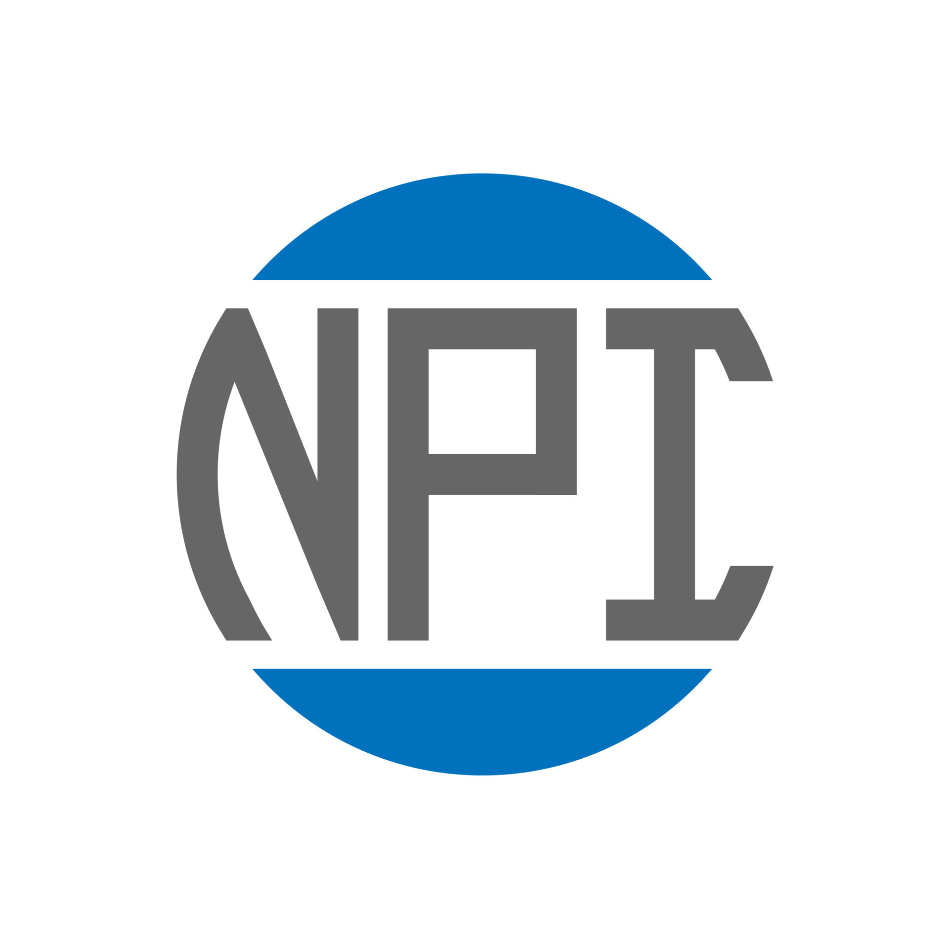diseño de logotipo de letra npi sobre fondo blanco. concepto de logotipo de círculo de iniciales ...