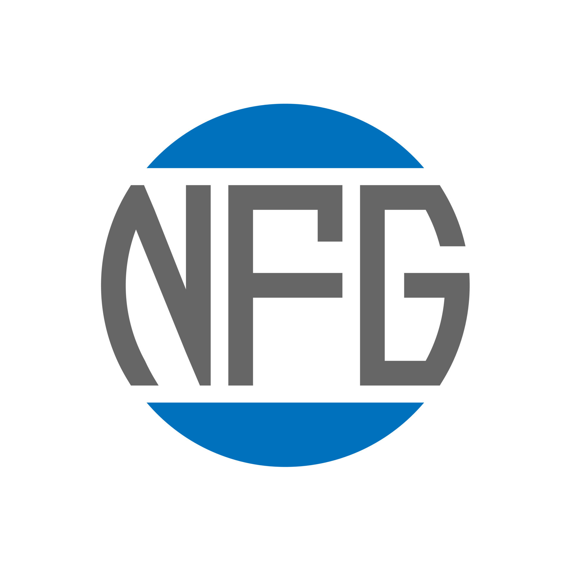 diseño de logotipo de letra nfg sobre fondo blanco. concepto de logotipo de círculo de iniciales ...