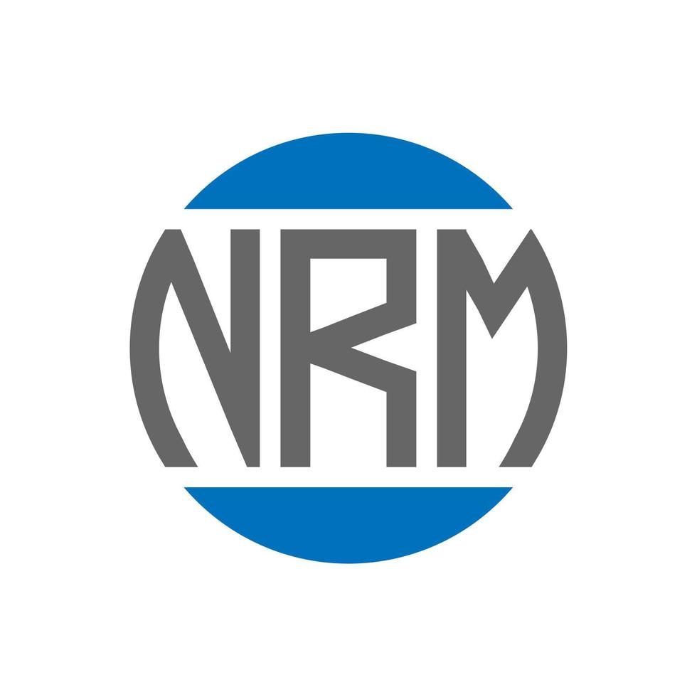 diseño de logotipo de letra nrm sobre fondo blanco. concepto de logotipo de círculo de iniciales ...