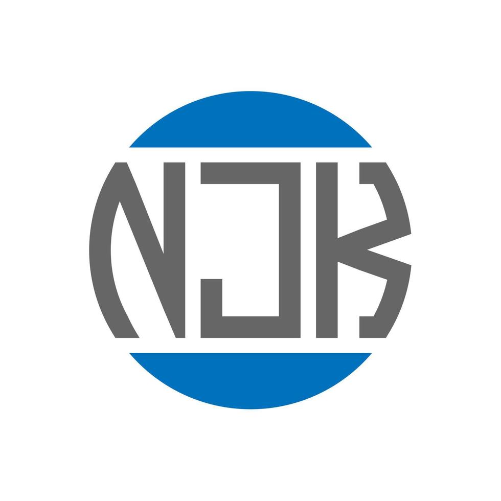 diseño de logotipo de letra njk sobre fondo blanco. concepto de logotipo de círculo de iniciales ...