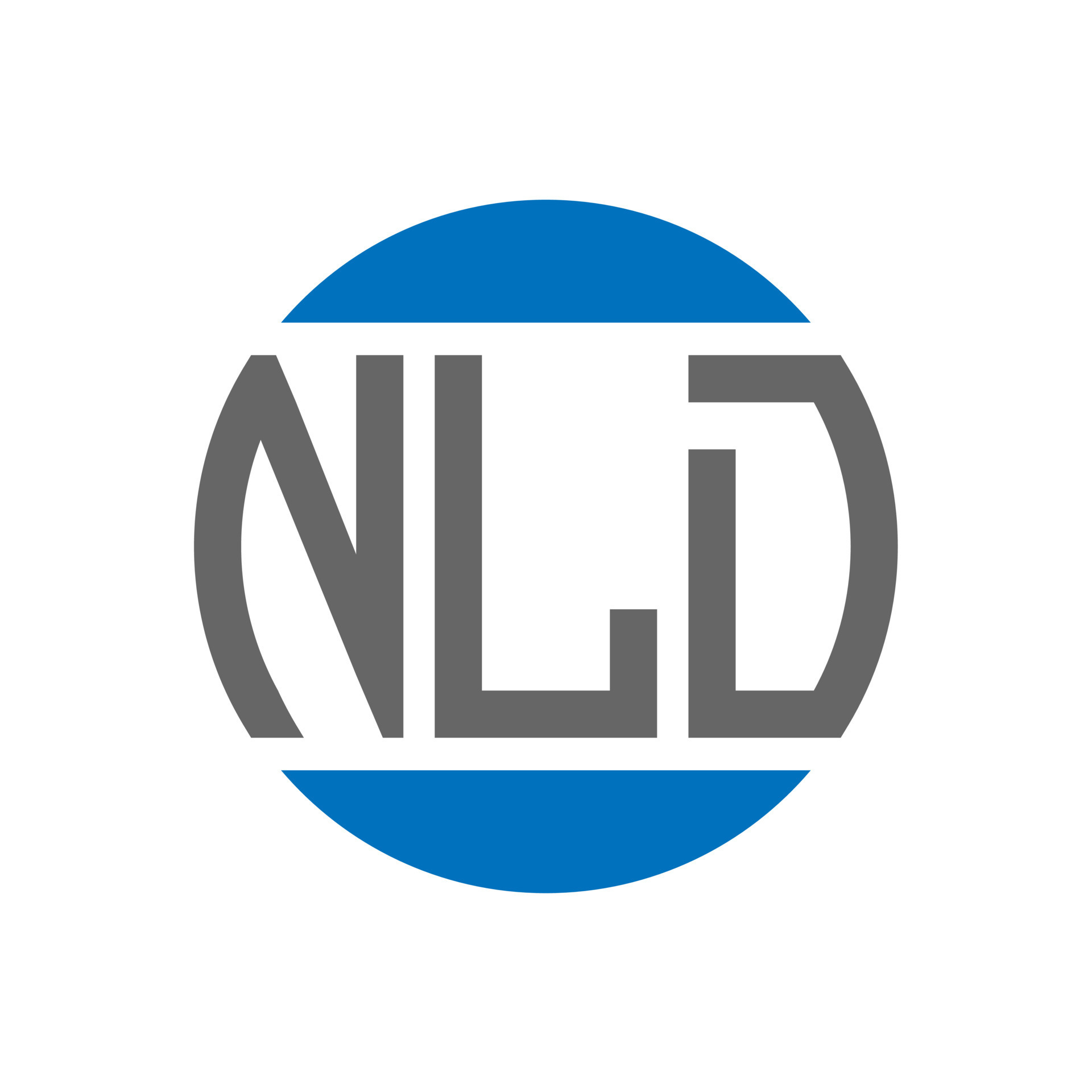 diseño de logotipo de letra nld sobre fondo blanco. concepto de logotipo de círculo de iniciales ...