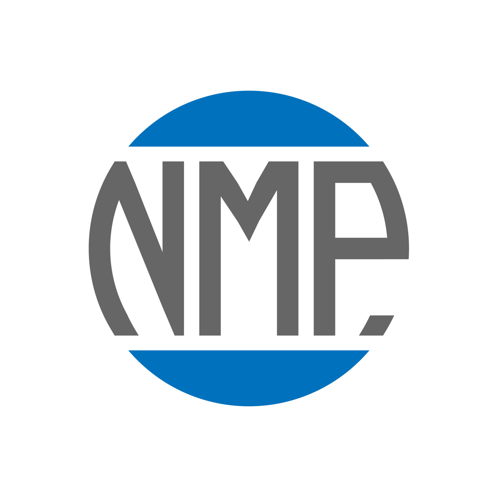 diseño de logotipo de letra nmp sobre fondo blanco. concepto de logotipo de círculo de iniciales ...