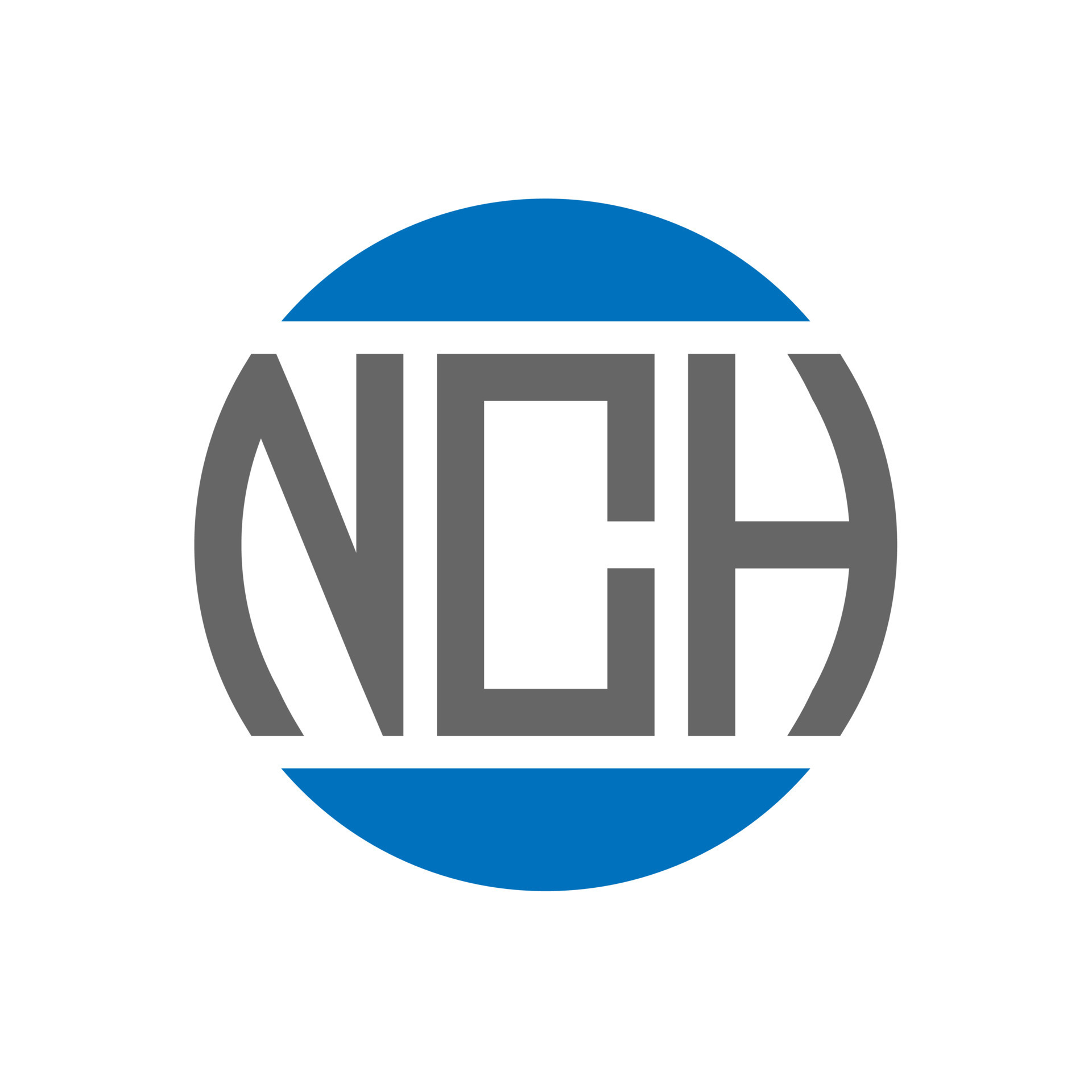 diseño de logotipo de letra nch sobre fondo blanco. concepto de logotipo de círculo de iniciales ...